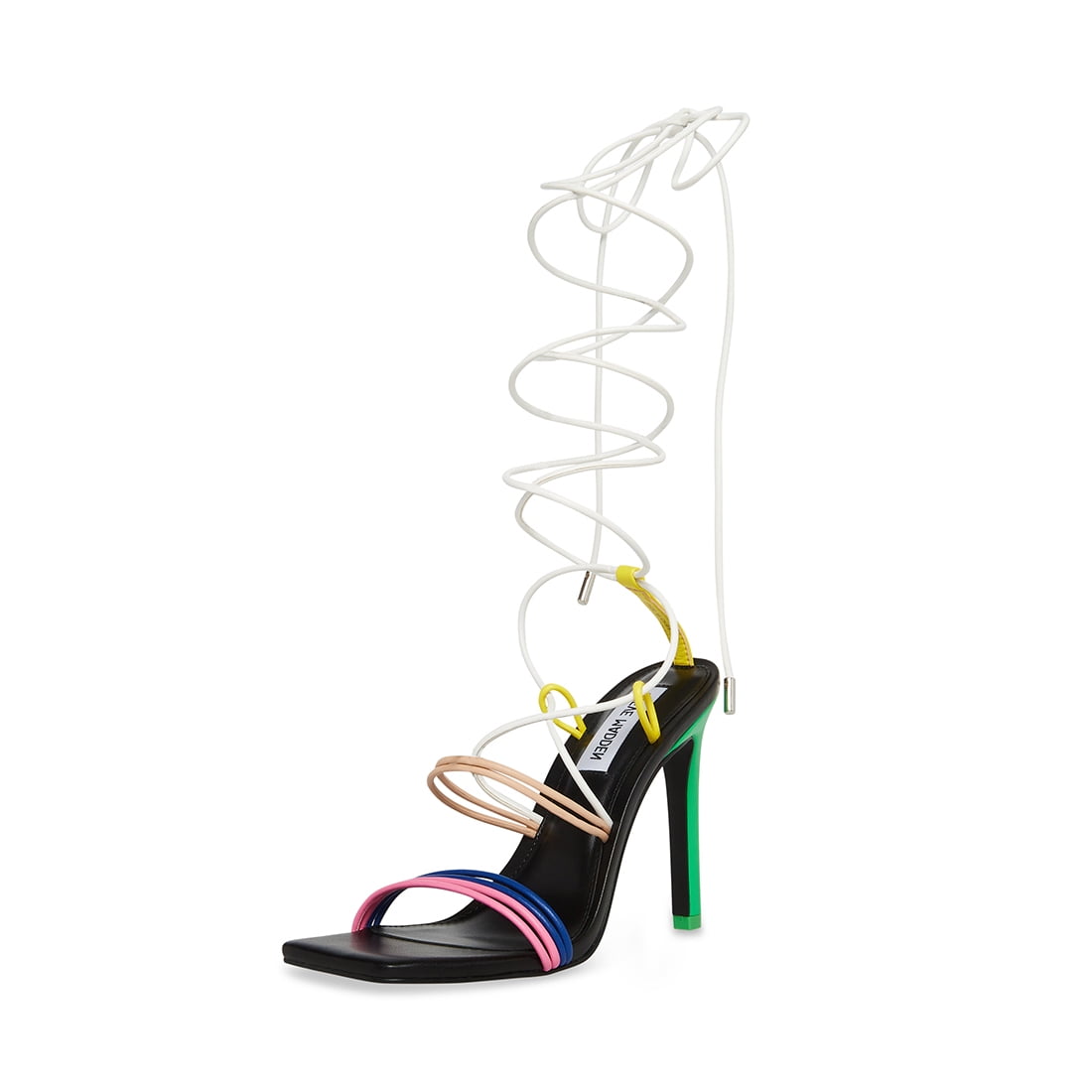 Steve Madden Unique Multi Strappy Tie Up Stiletto Heel Open Toe Heeled ...