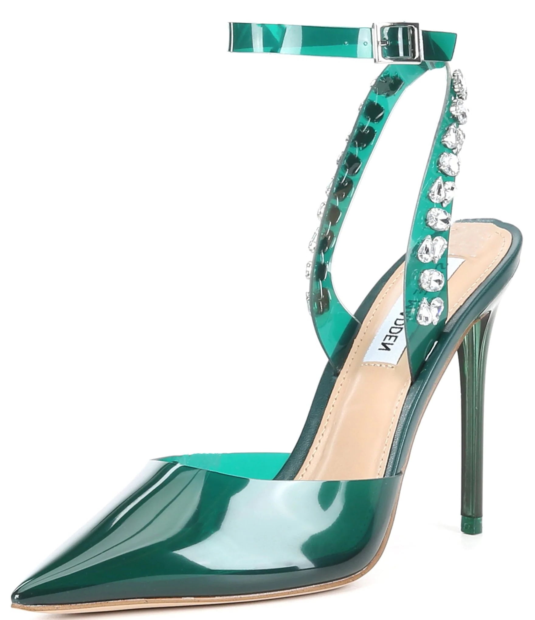 Steve Madden Alessi High Heels Dress Shoes, Green Pointed Toe Ankle ...