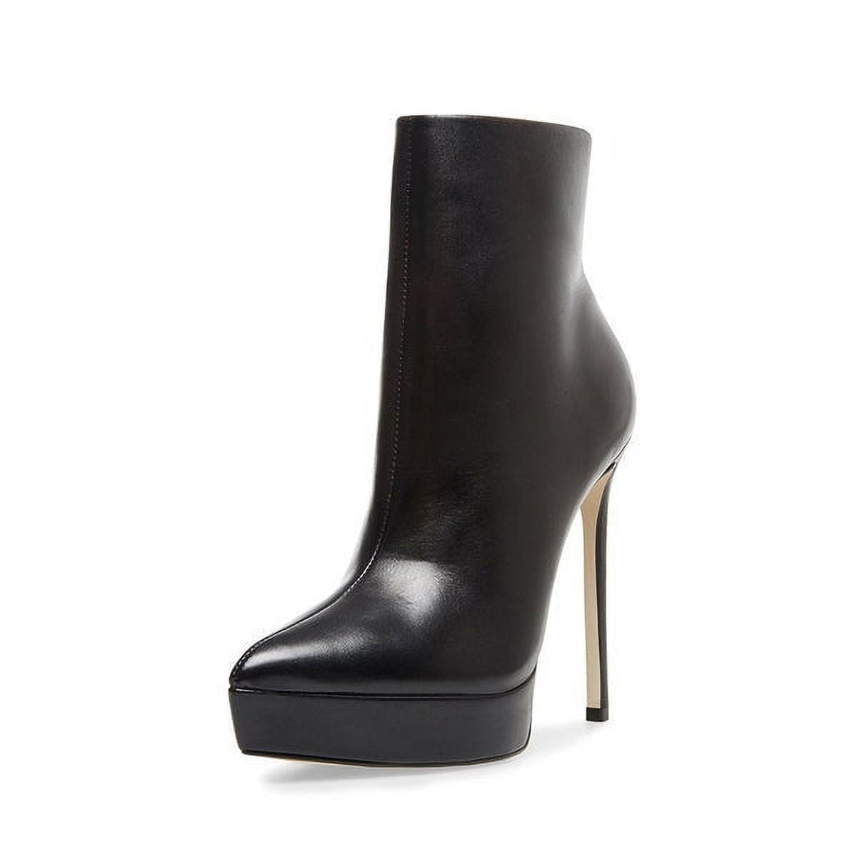Steve Madden Velina Black Leather Zipper Closure Pointed Toe Platform ...
