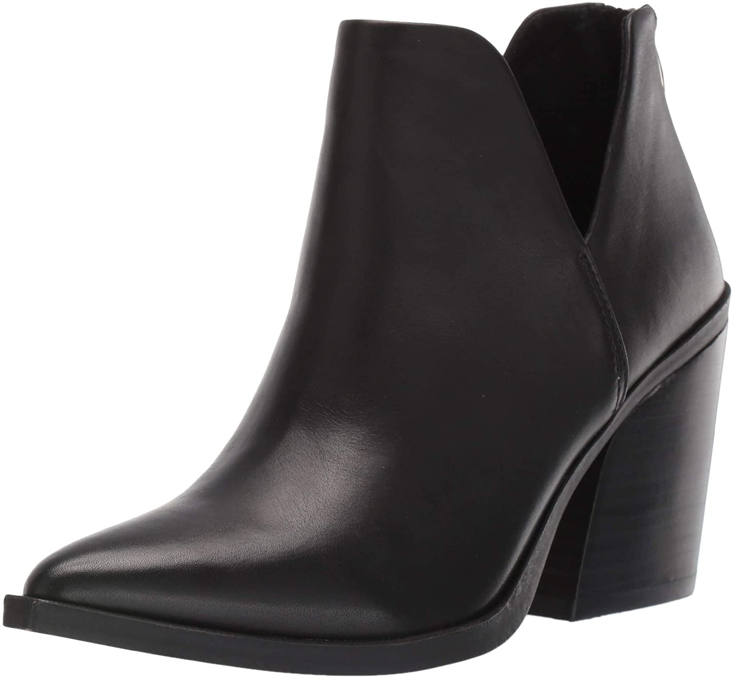 Steve Madden Women's Alyse Side cut Leather Bootie Black Block Heel ...