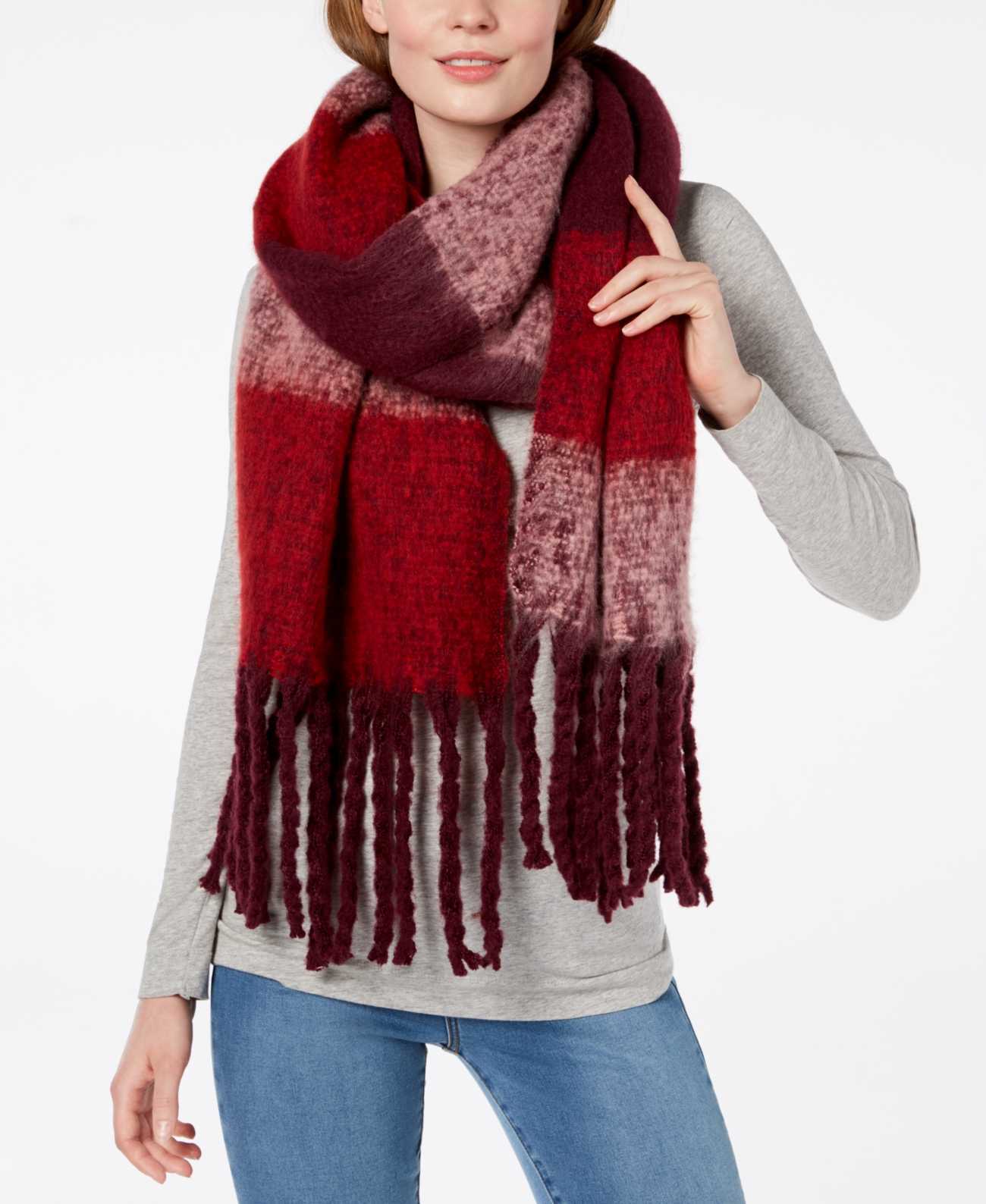 Steve Madden Women’s Block Striped Woven Scarf, Red / Pink - Walmart.com