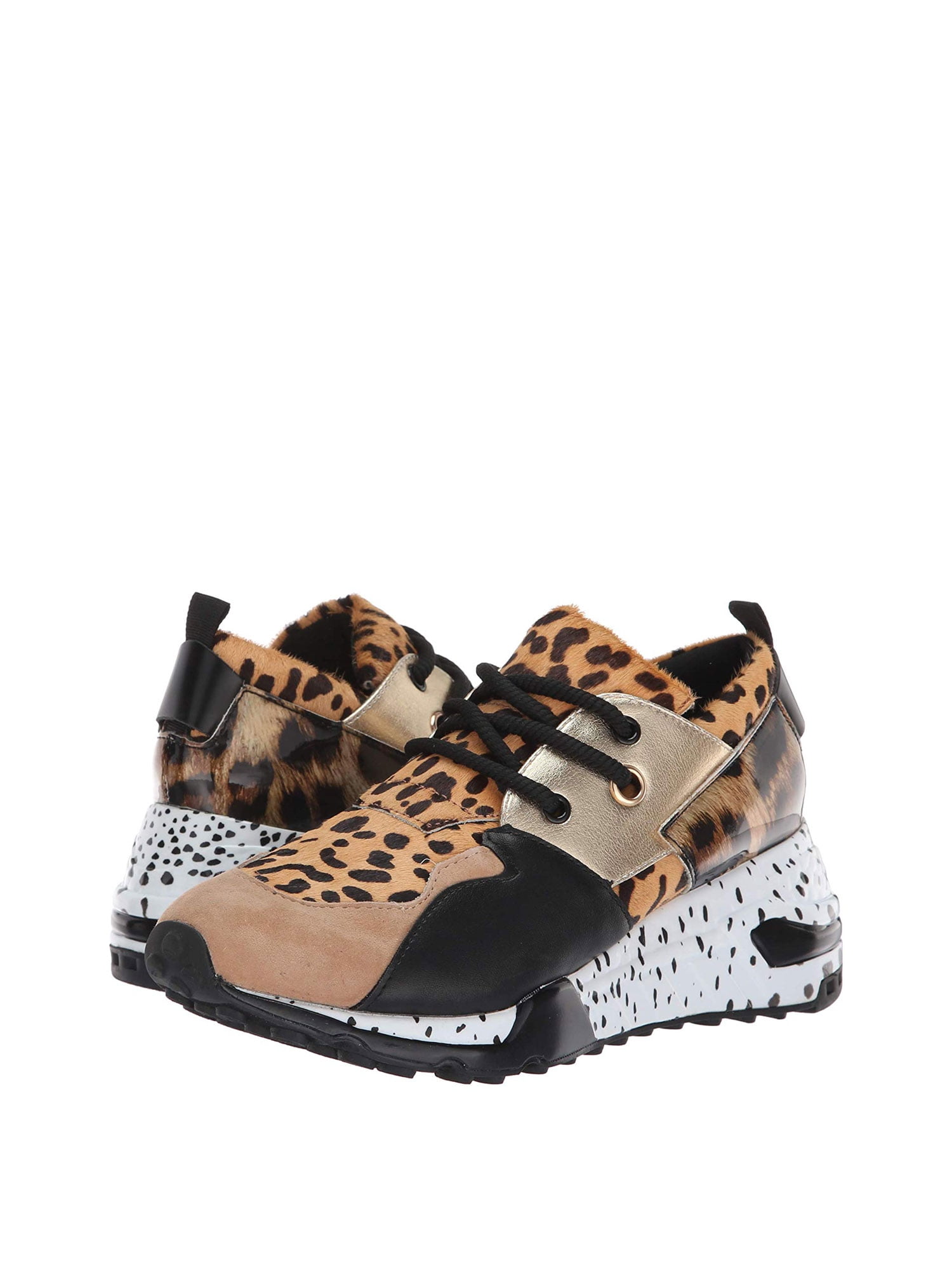 Steve Madden Women's Cliff Leather Leopard Print Lace-Up Sneaker ...