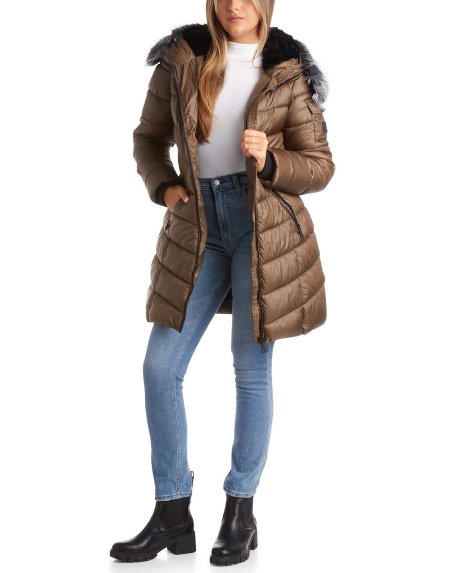 Steve Madden Women's Quilted Puffer Parka - Long Length Winter Coat ...