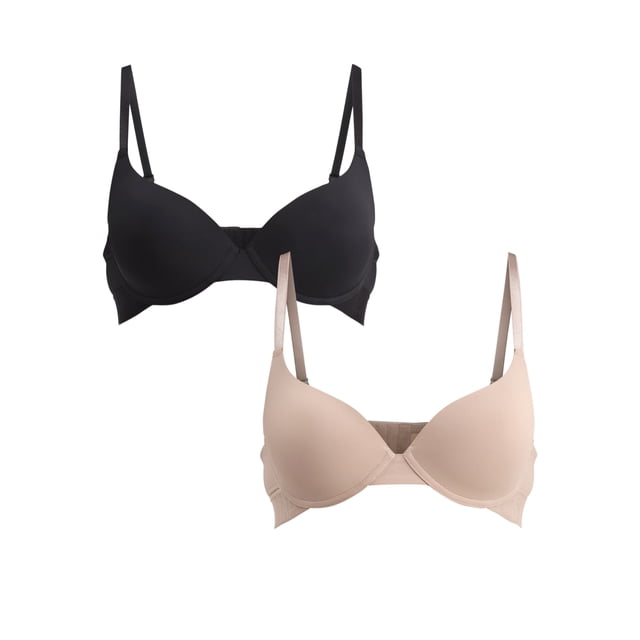 Steve Madden Women's Lightly Lined Underwire T-Shirt Bra, 2-Pack, Sizes ...