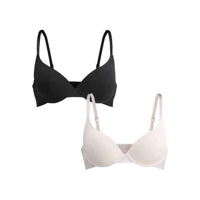 Steve Madden Women's Lightly Lined Underwire T-Shirt Bra, 2-Pack, Sizes ...