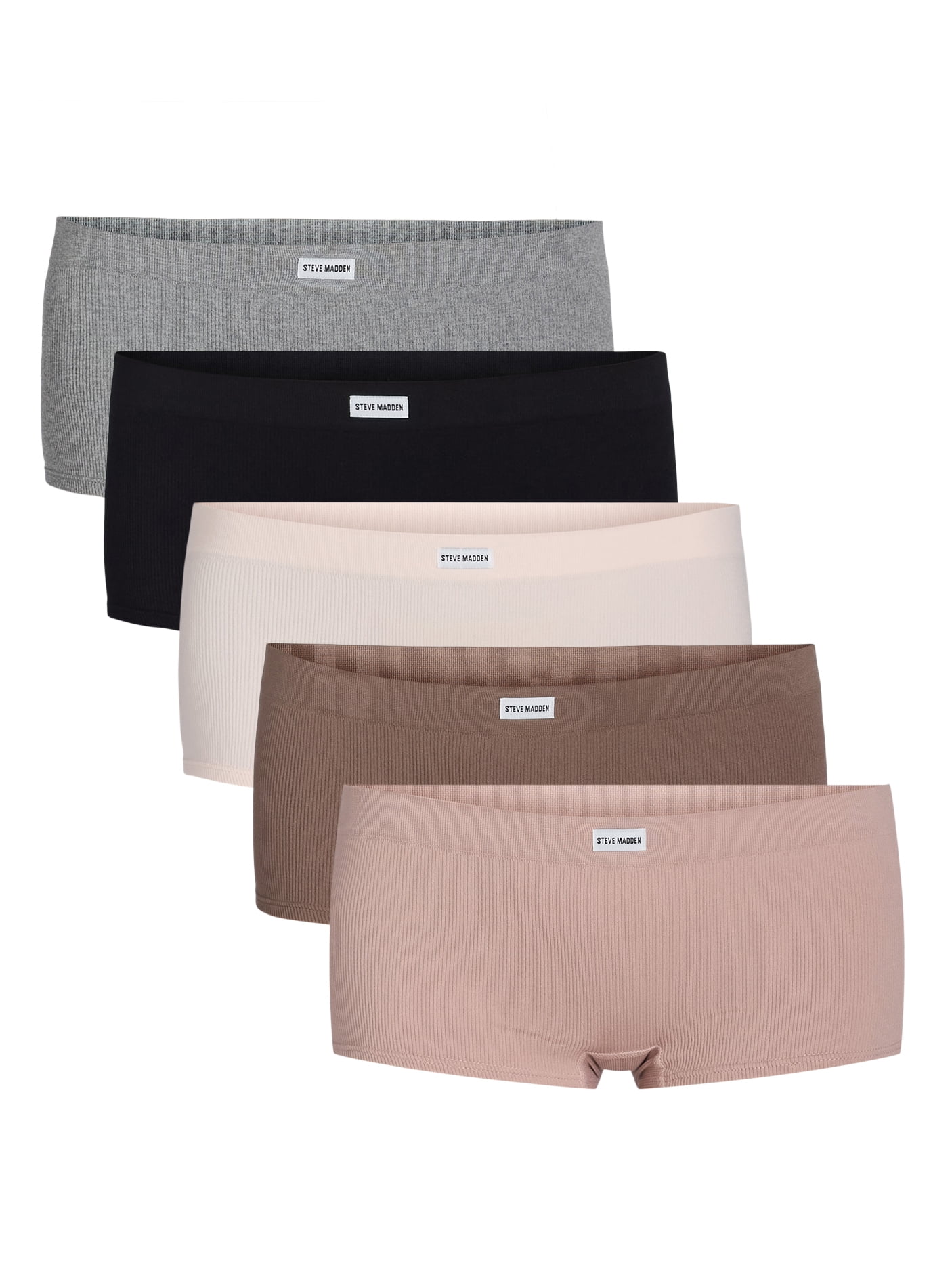 Steve Madden Women's Seamless Boyshort Panties, 5-Pack, Sizes S-XL ...