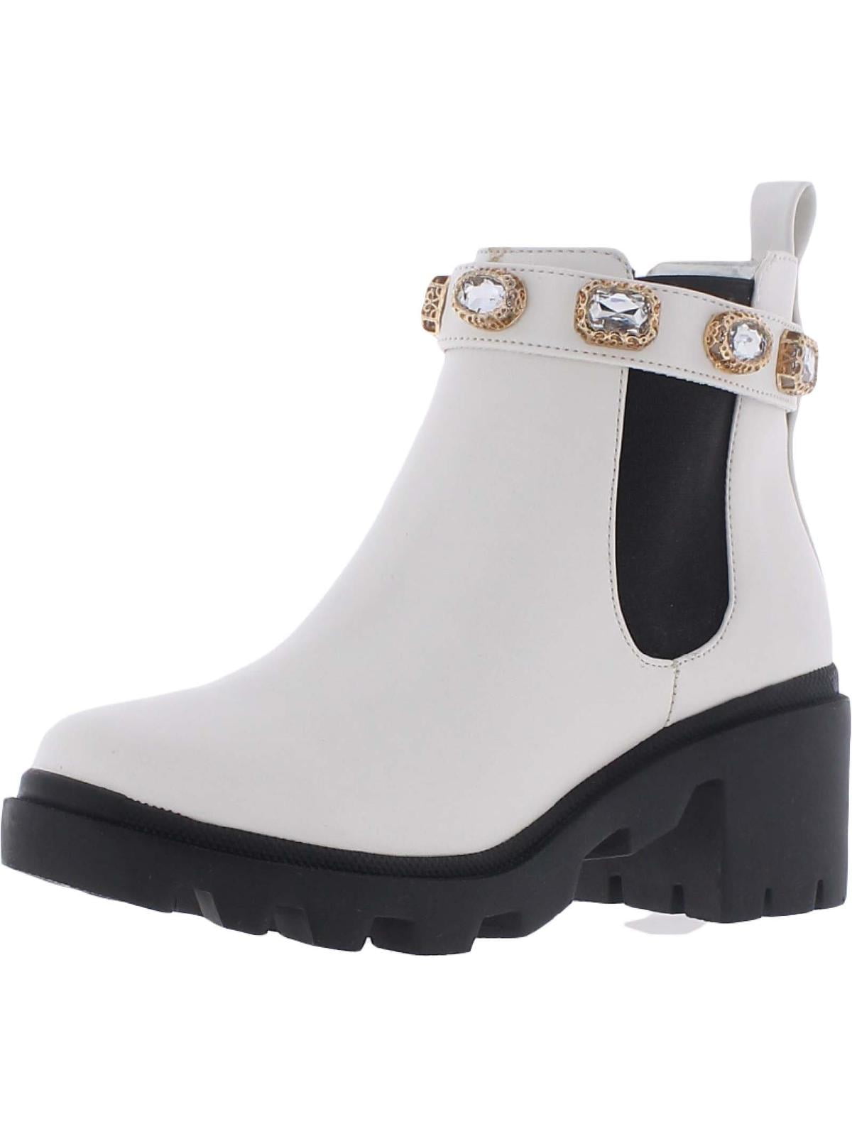 Steve Madden Womens Amulet Leather Chelsea Boots White 10 Medium (B,M ...