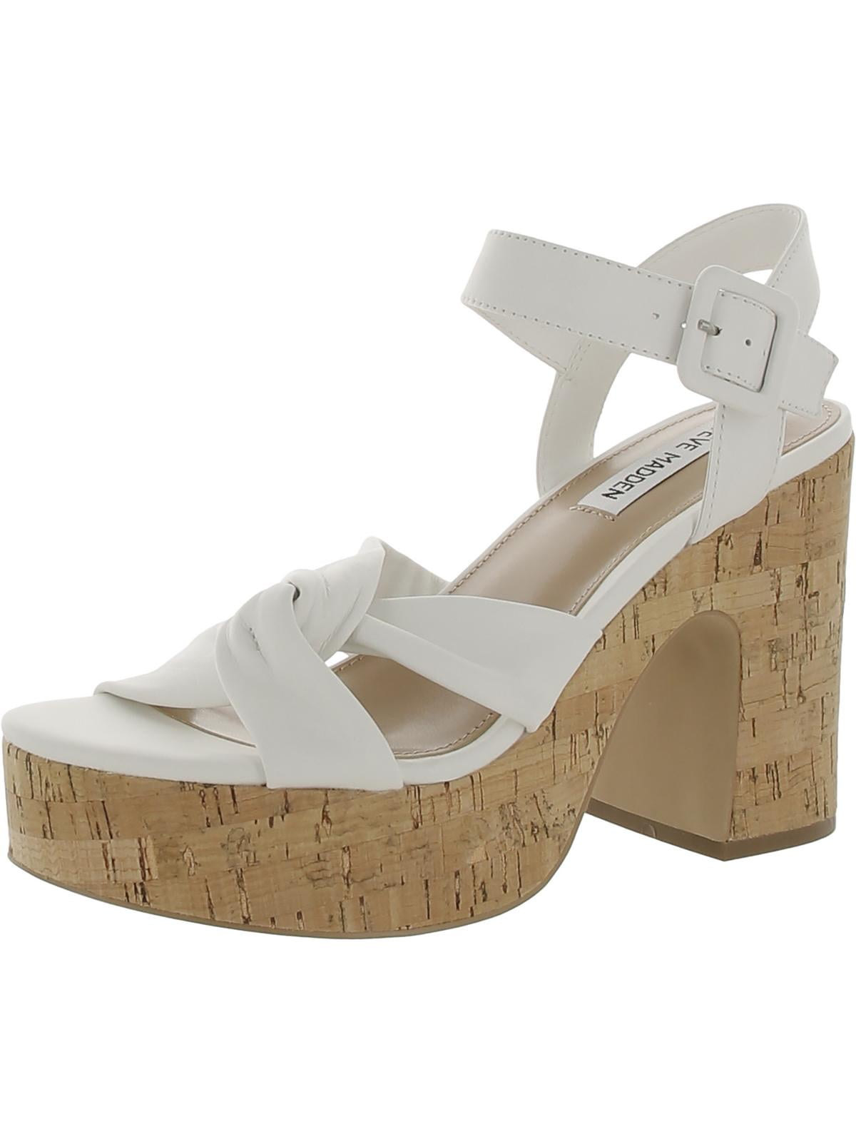 Steve Madden Womens Cacy Leather Ankle Strap Platform Sandals - Walmart.com