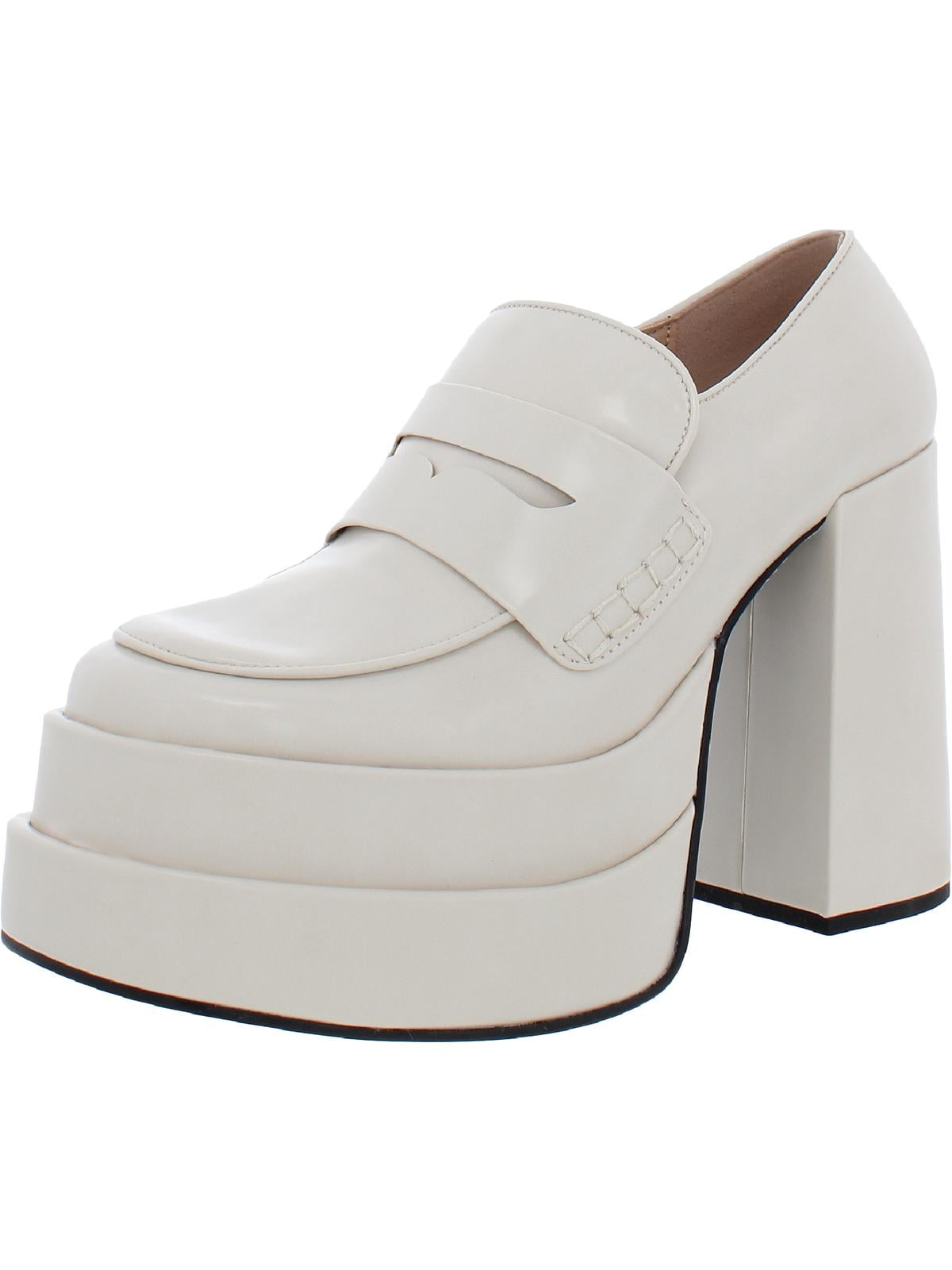 Steve Madden Womens Catelyn Faux Leather Penny Loafer Platform Heels - Walmart.com