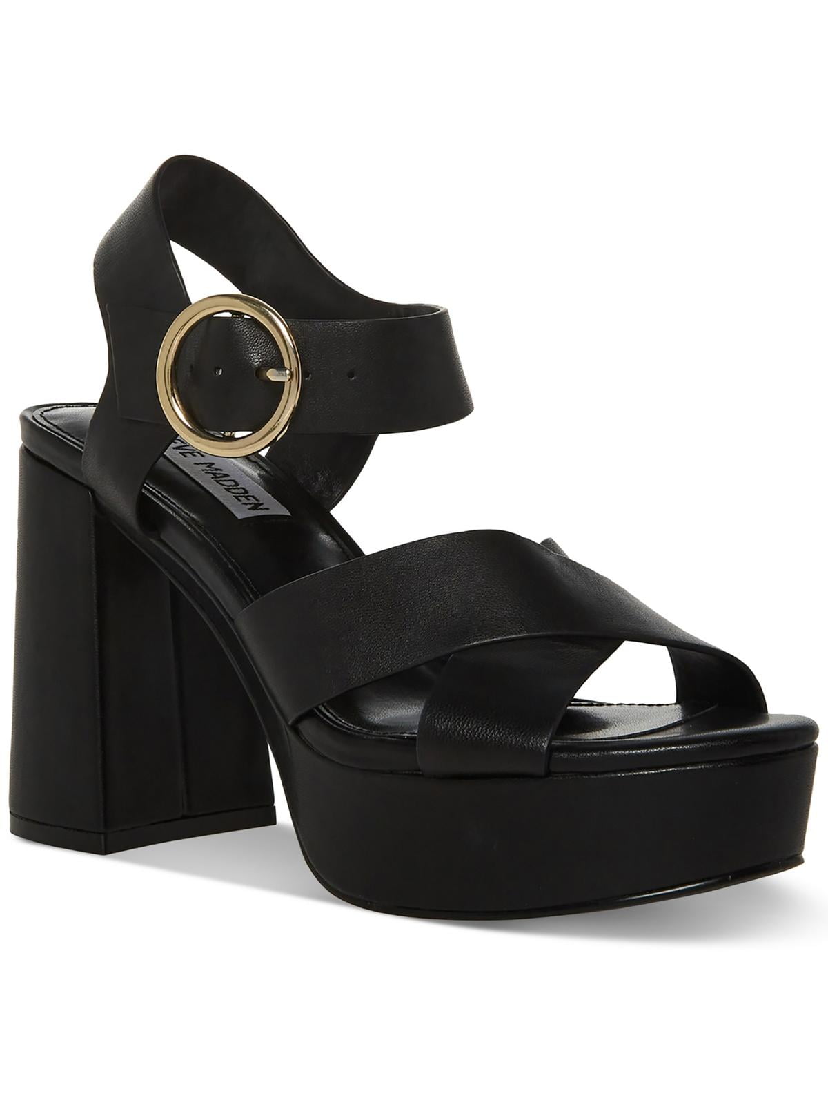 Steve Madden Womens Elkin Leather Slingback Platform Sandals - Walmart.com