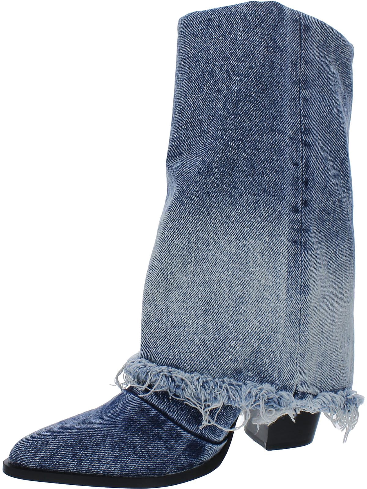 Steve Madden Womens LIVVY Denim Pointed Toe Block Heel - Walmart.com