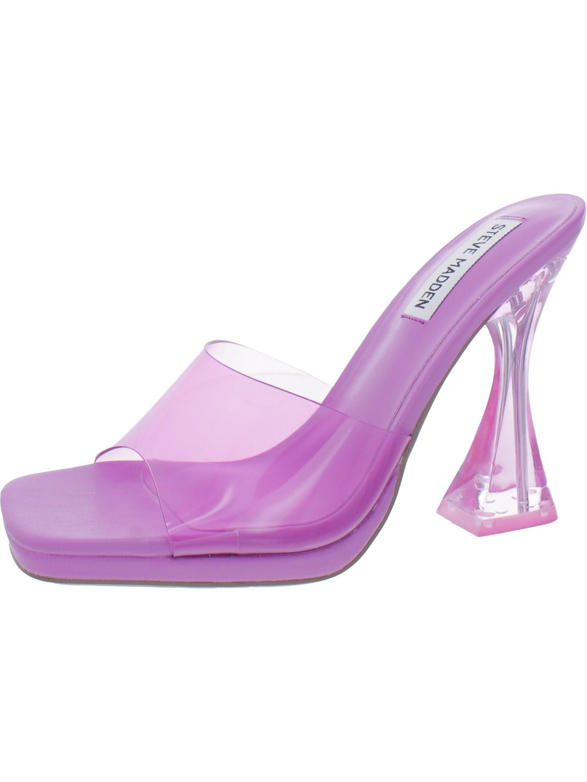 Steve Madden Womens Lipa Faux Leather Square Toe Mule Sandals - Walmart.com