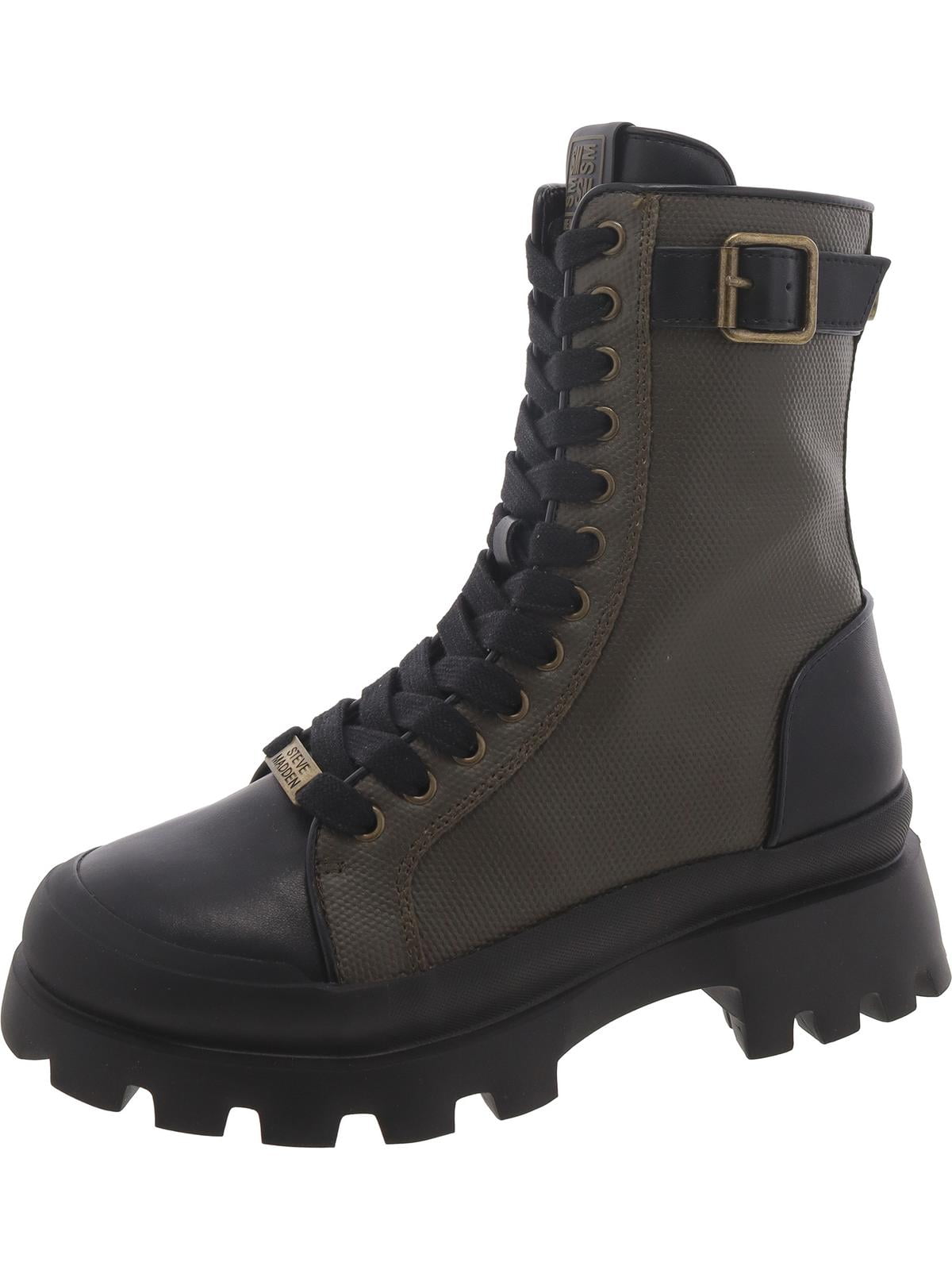 Steve Madden Womens Matriarch Leather Mixed Media Ankle Boots - Walmart.com