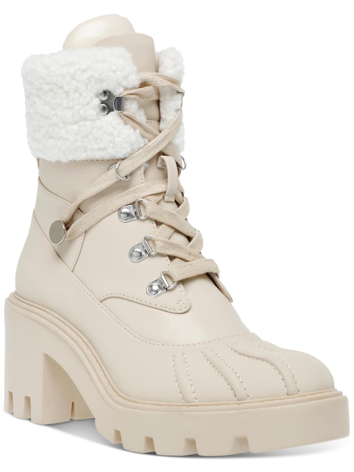 Steve Madden Womens Northern Faux Fur Lug Sole Combat & Lace-up Boots ...