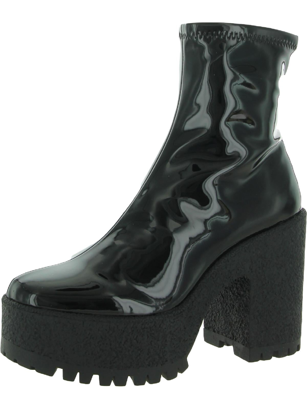 Steve Madden Womens Outlast Patent Block Heel Ankle Boots - Walmart.com