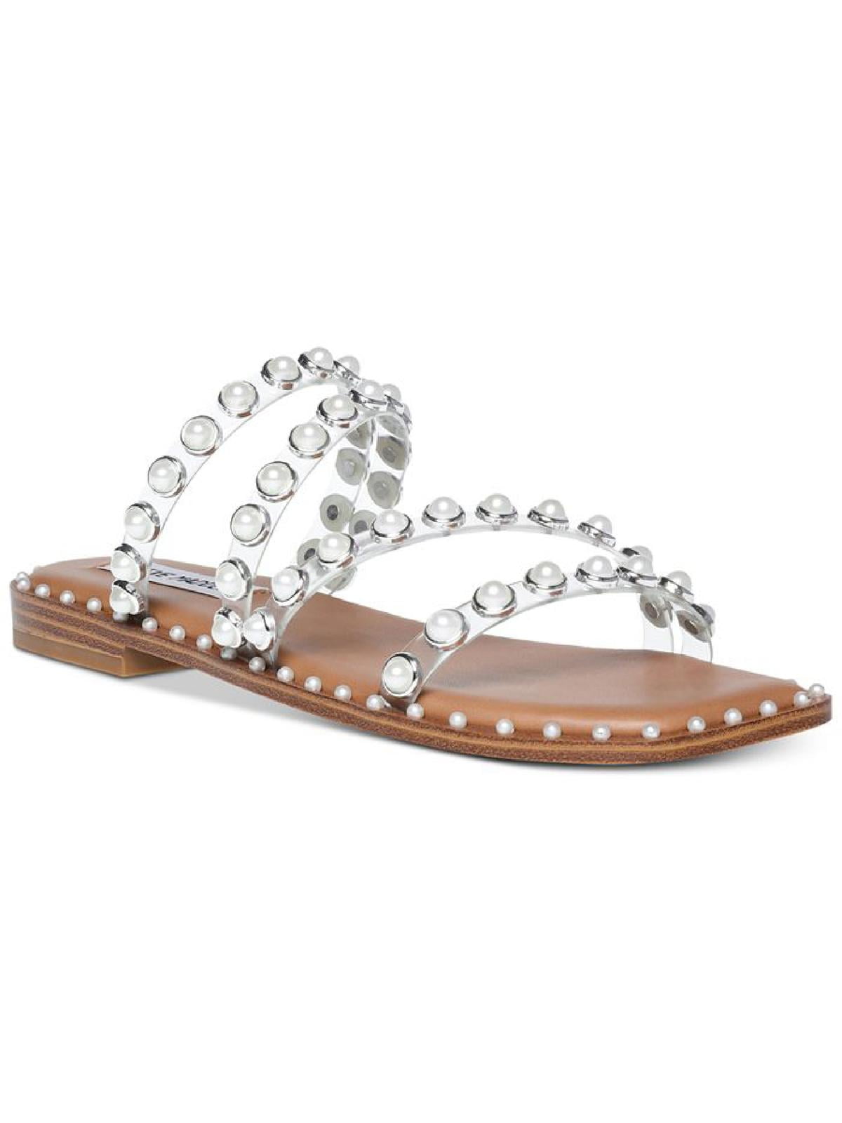 Steve Madden Womens Skyler Embellished Square Toe Flat Sandals ...