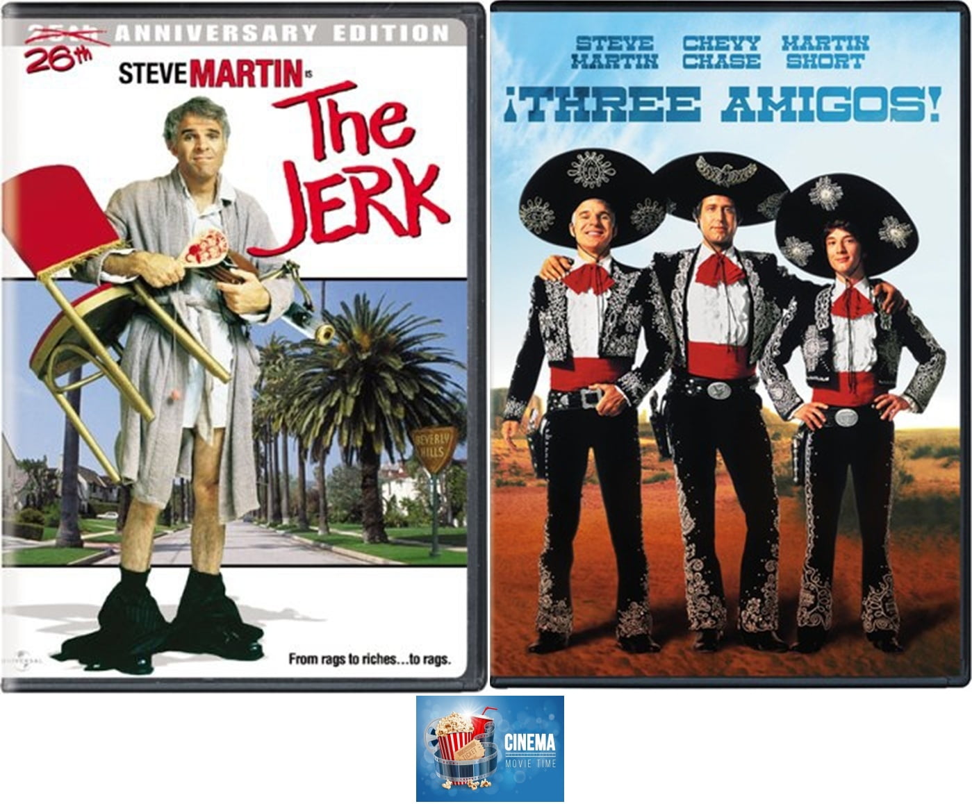 Steve Martin Comedy Double Feature THE JERK & THE THREE AMIGOS! 2 DVD Set Includes Movie Time ...