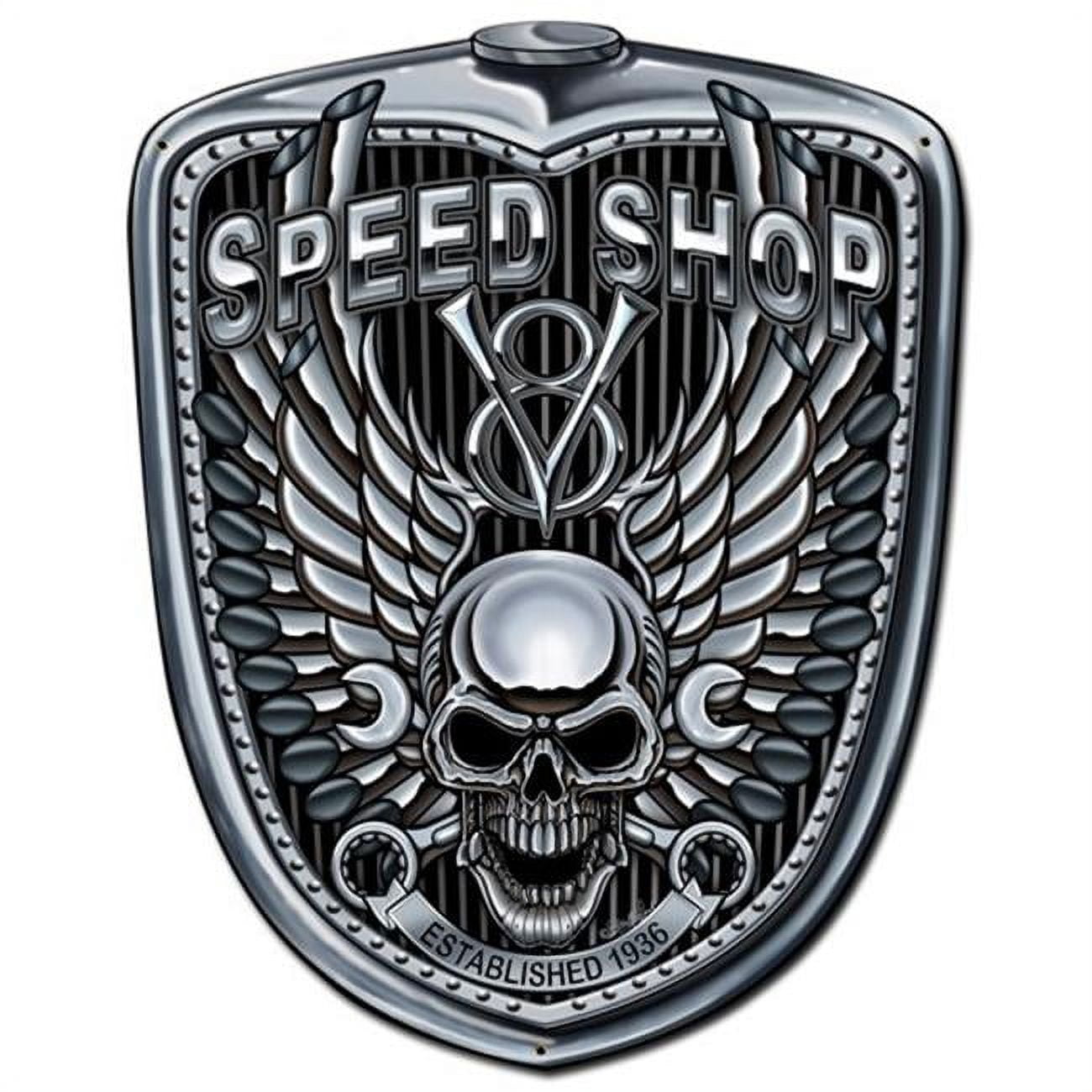Steve McDonald SM460 24 x 30 in. Grill Pipe Skull Plasma Metal Sign ...