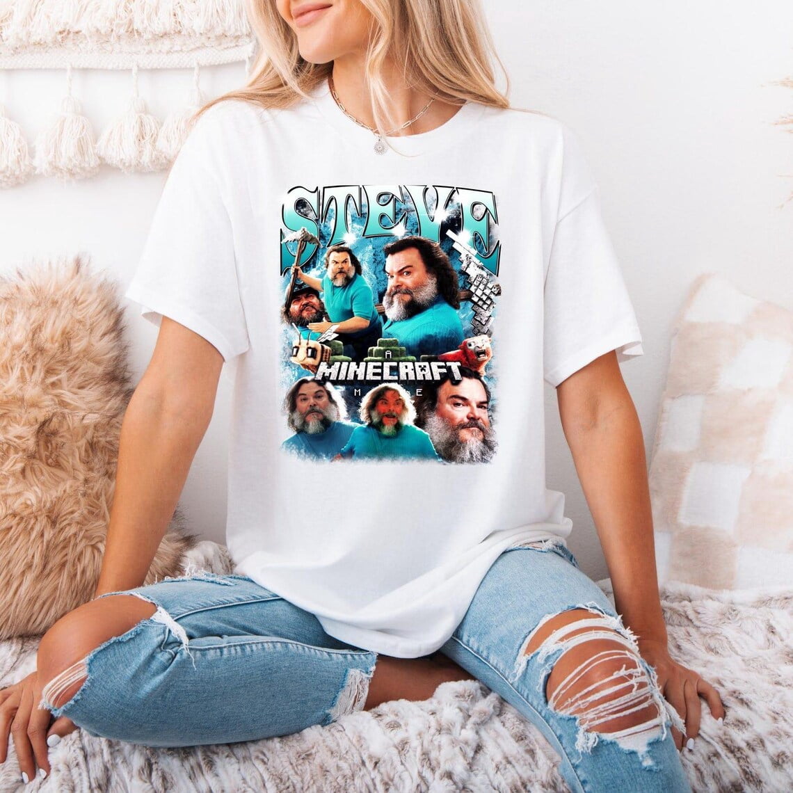Steve Minecraft Movie Shirt, Jack Black Minecraft Shirt, Minecraft ...