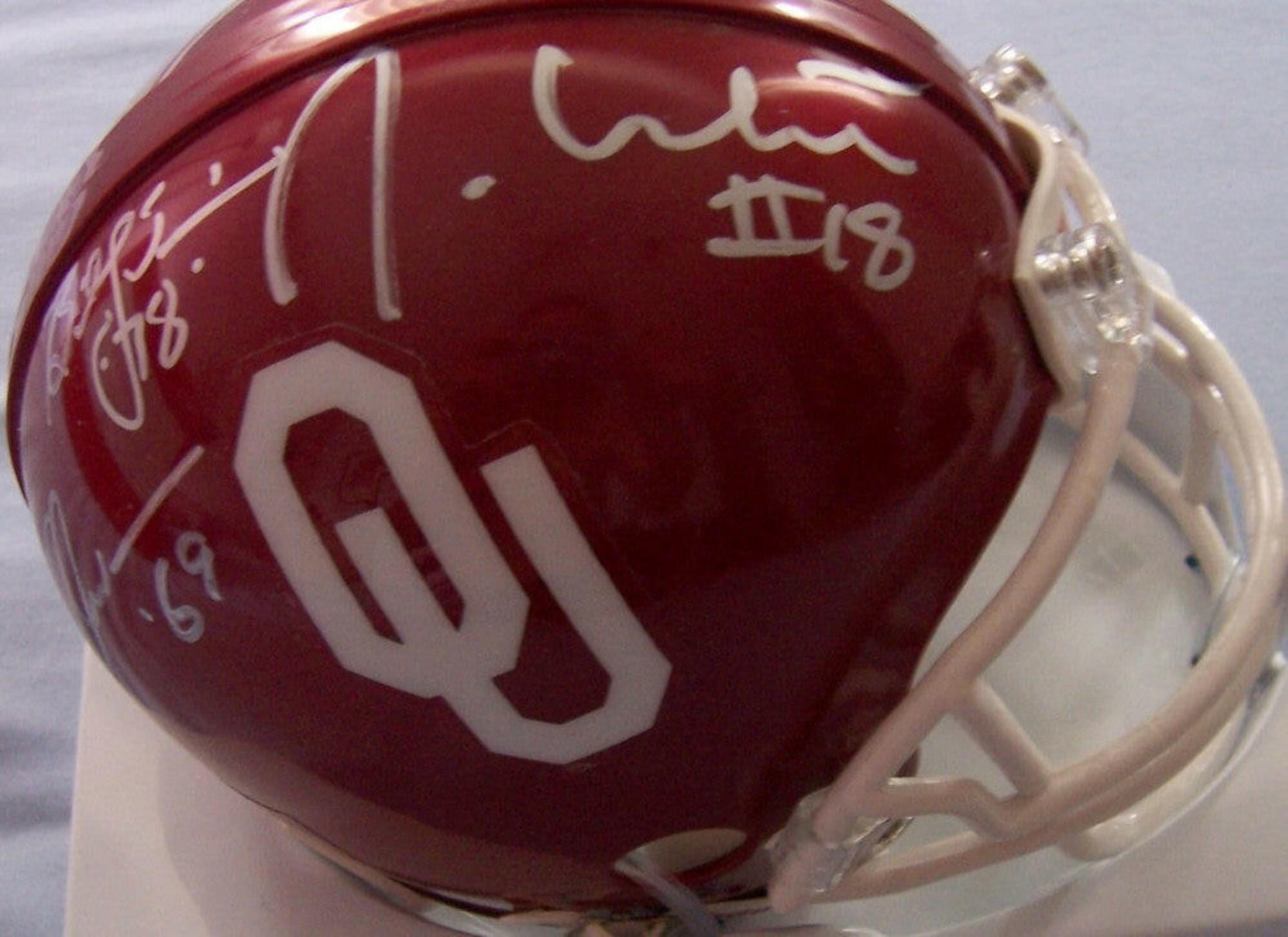 Steve Owens Billy Sims Jason White autographed Oklahoma Sooners mini ...