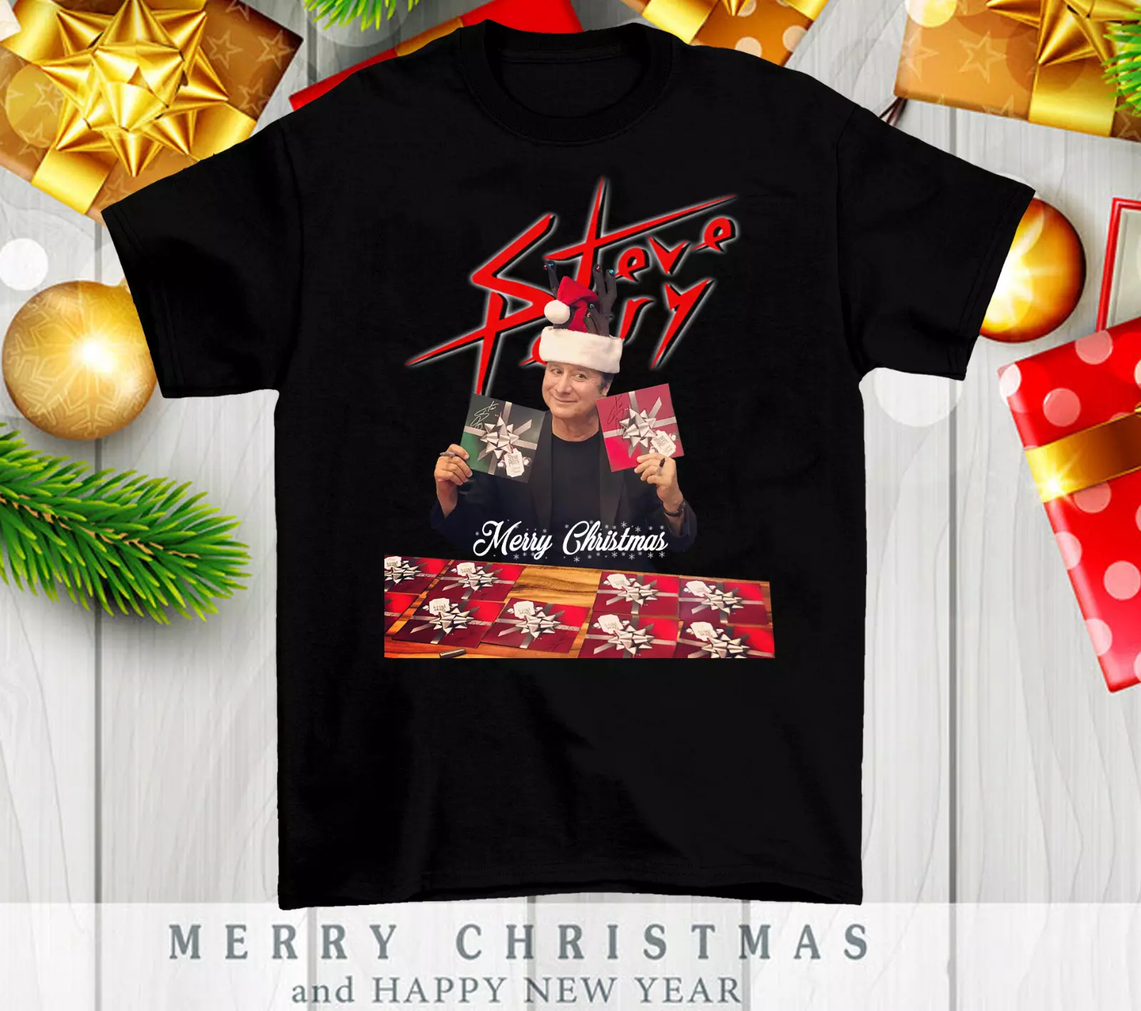 Steve Perry Santa Merry Christmas Gift For Fan Black All Size Shirt ...