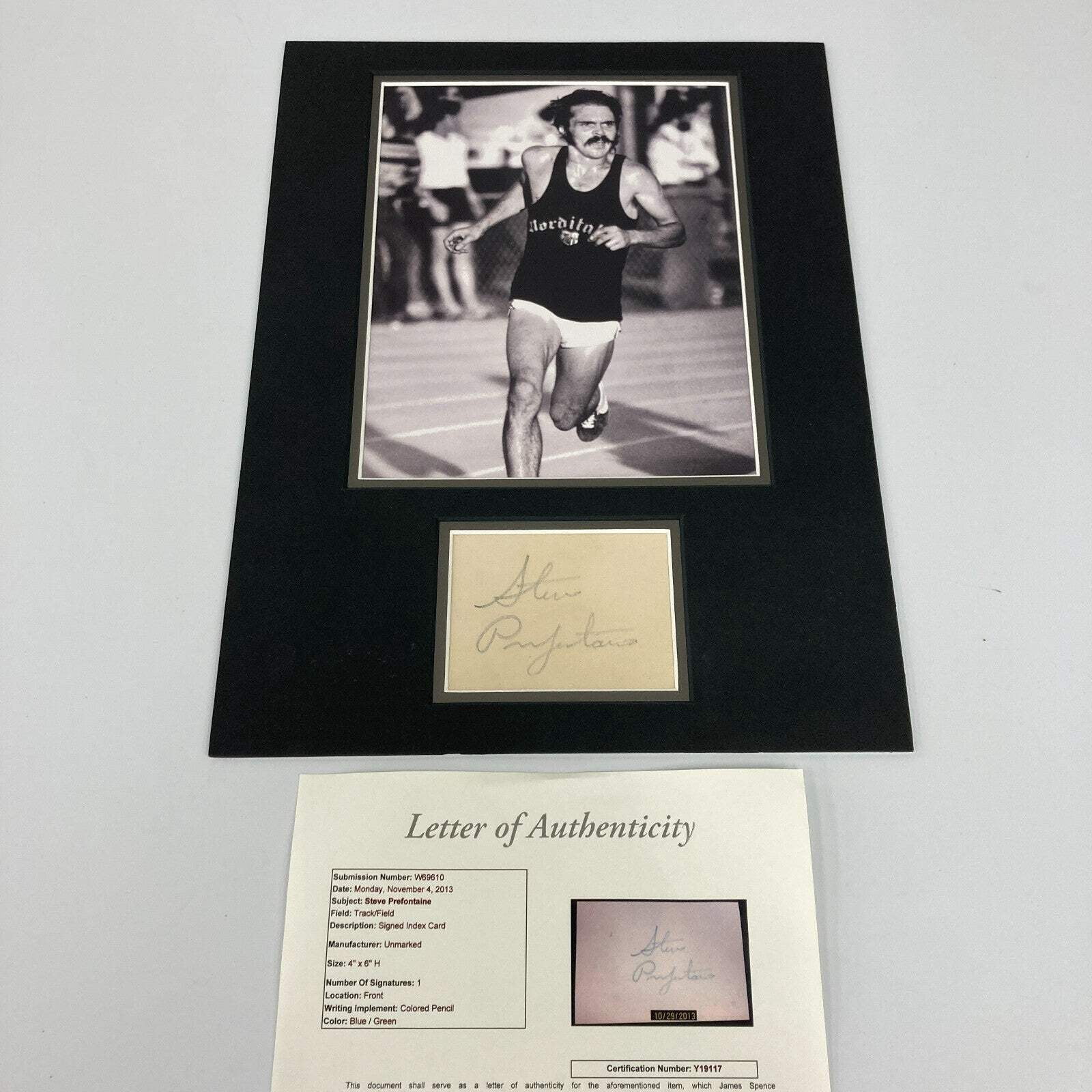 Steve Prefontaine Signed Index Card Signed In 1971 At Olympics Trial ...