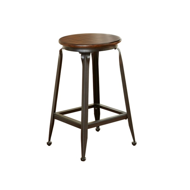 Steve Silver Adele 24"H Metal Counter Stool in Brown Birch Veneer (Set ...