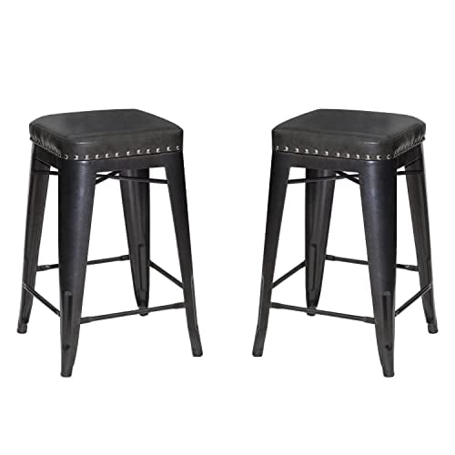 Steve Silver Backless Hank Barstool, Set of 2 Chairs, Graphite Gray ...