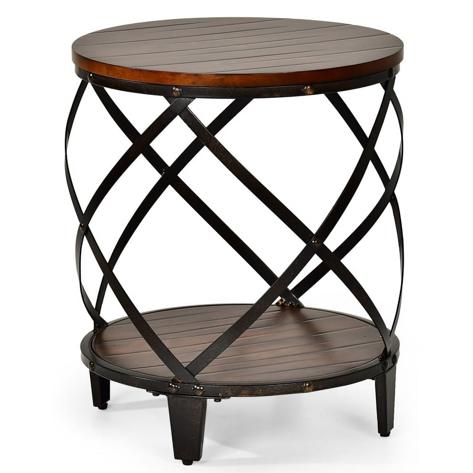 Steve Silver Co. Winston Round Wood and Metal End Table in Distressed ...