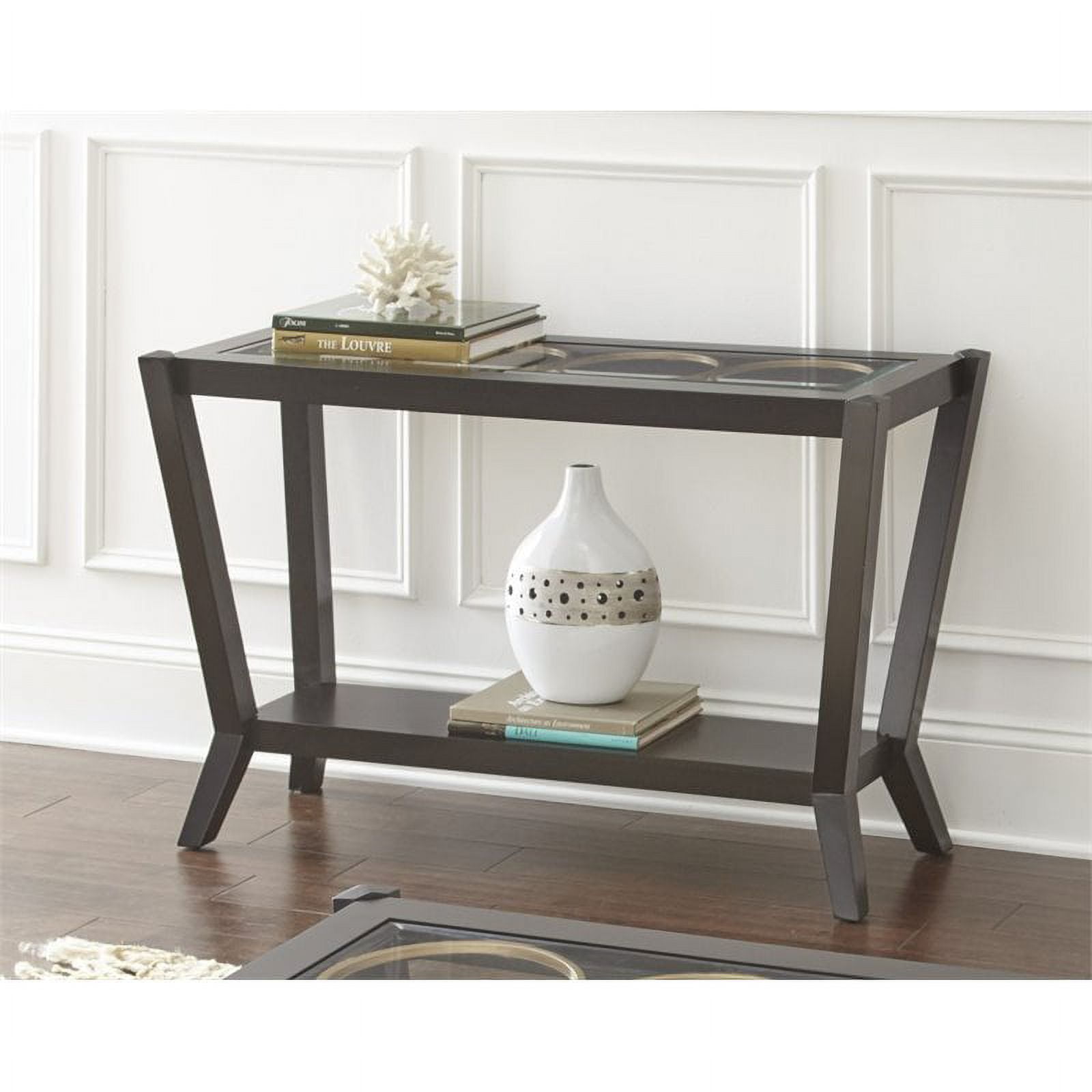Steve Silver Doreen Glass Top Console Table in Ebony - Walmart.com