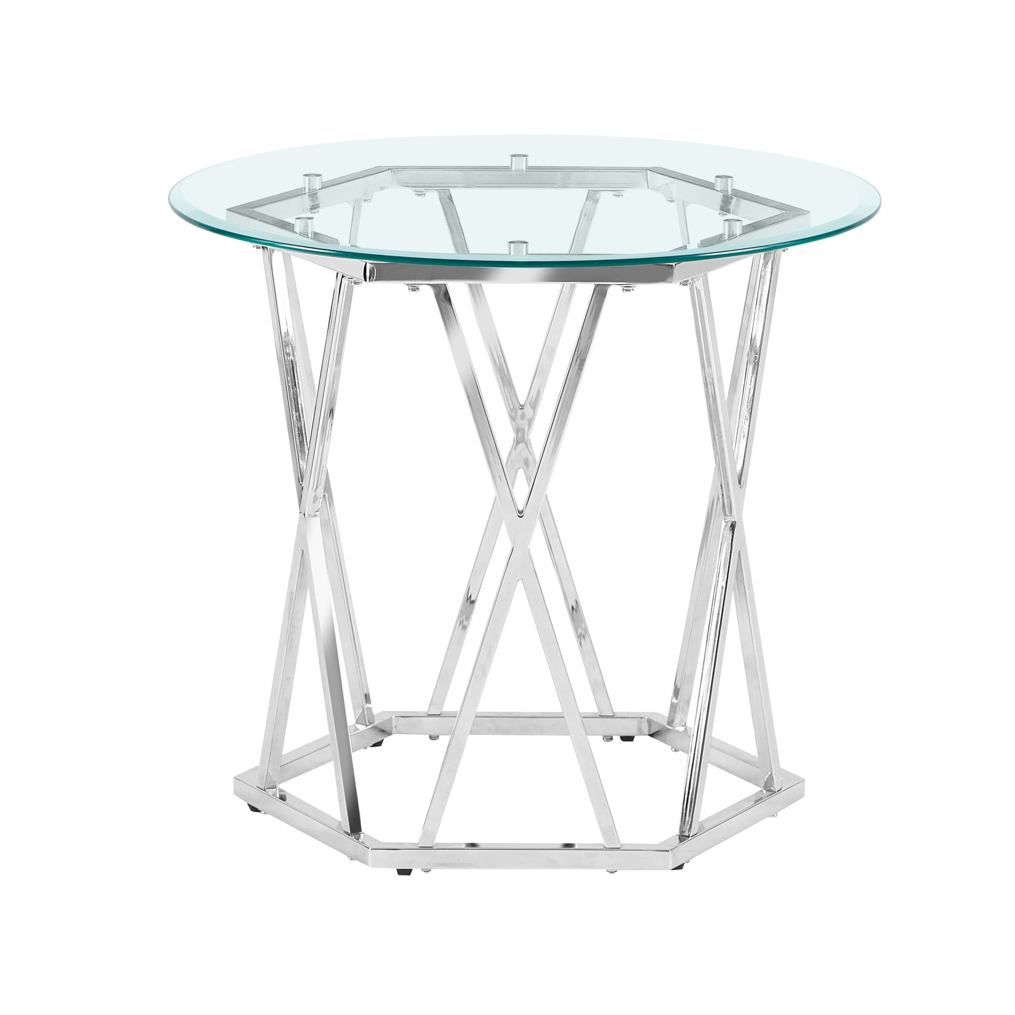 Steve Silver Escondido Round Tempered Glass and Iron End Table in ...