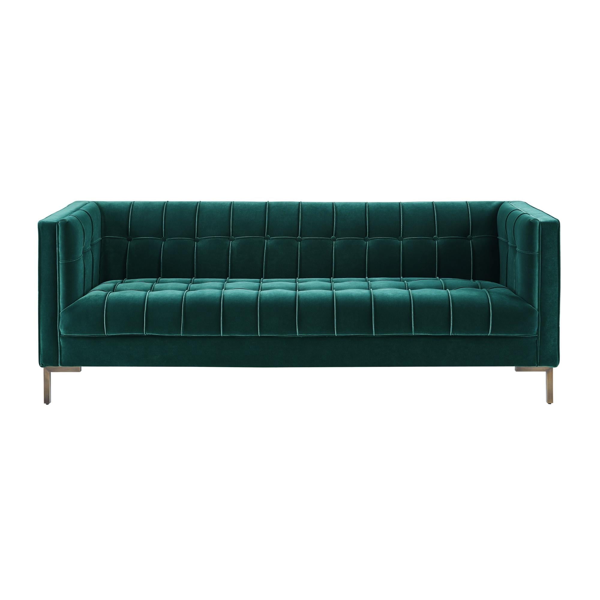 Steve Silver Isaac Modern Velvet Channel Stitch Sofa, Green - Walmart.com