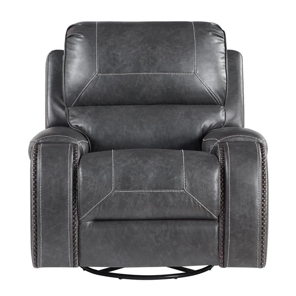 Steve Silver Keily Gray Faux Leather Manual Swivel Glider Recliner ...