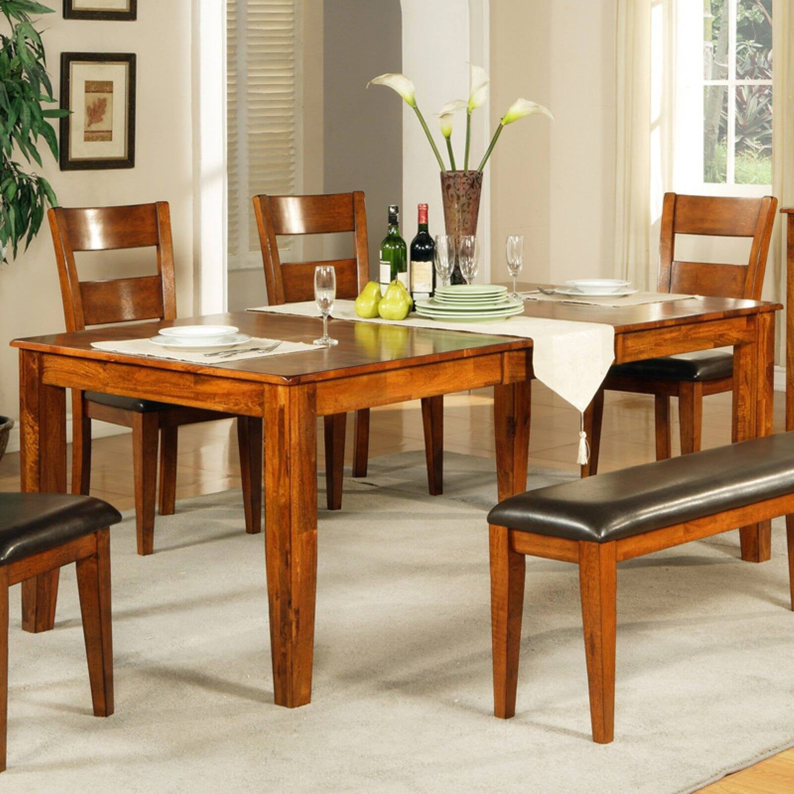 Steve Silver Mango Solid Wood 78" Dining Table/18" Butterfly Leaf in ...