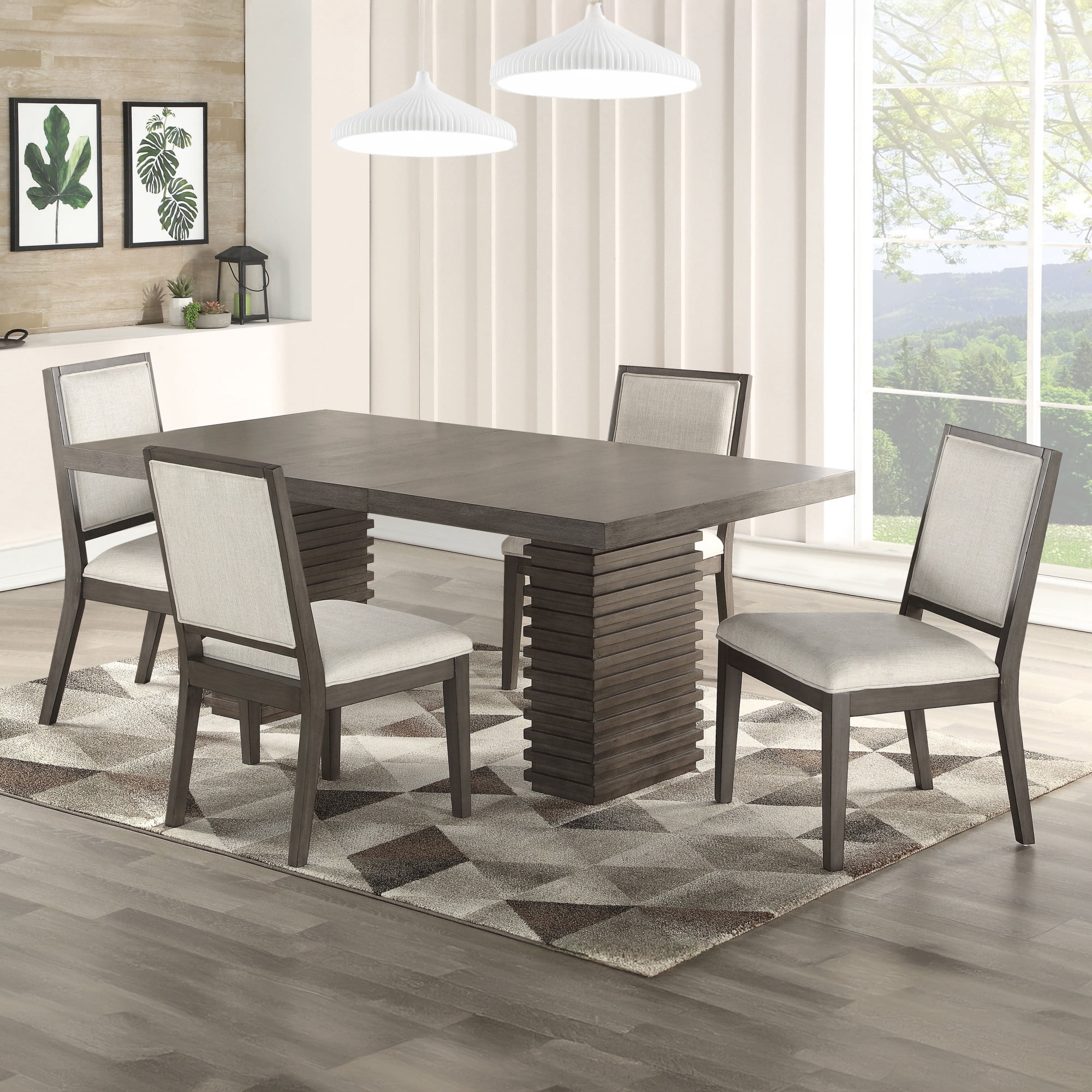 Steve Silver Mila Modern Extendable Rectangle Wood 5PC Dining Set ...