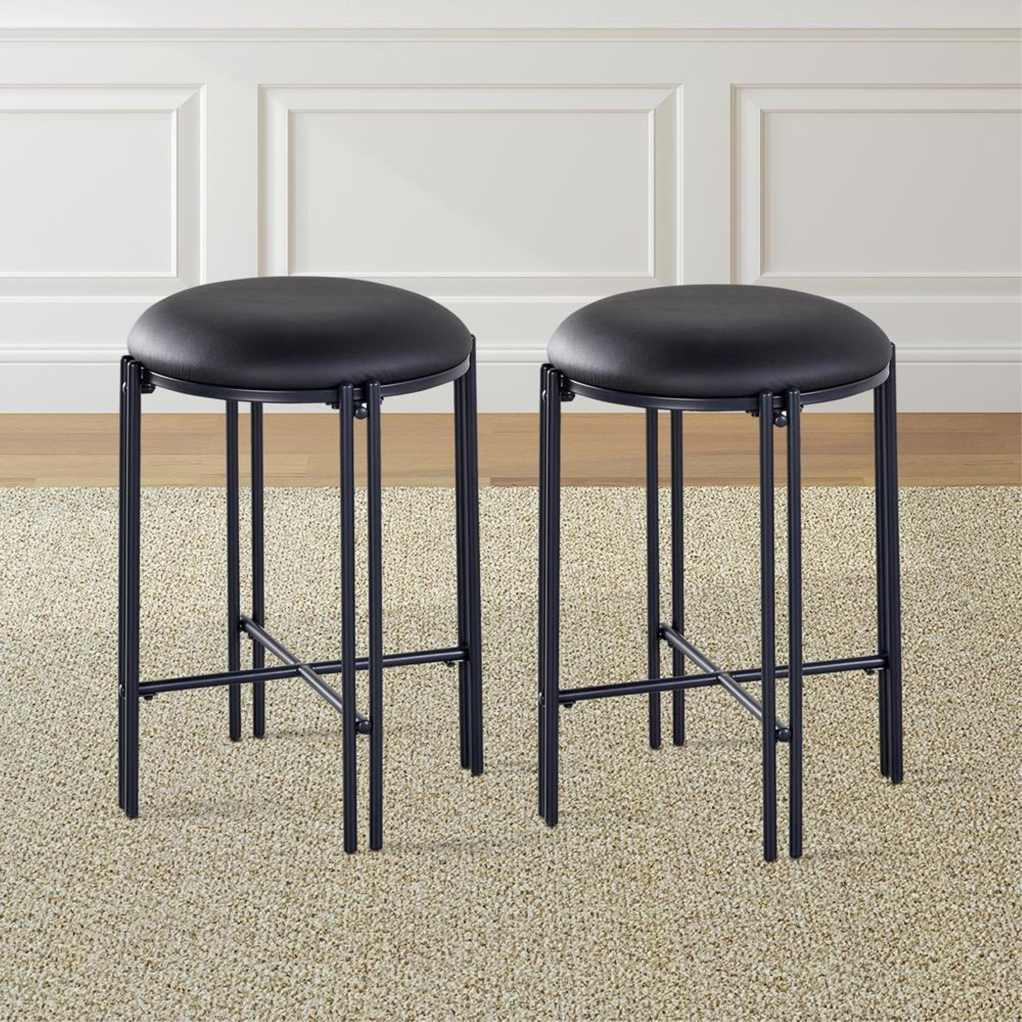Steve Silver Morgan Round Backless Metal 24" Counter Stool in Black ...