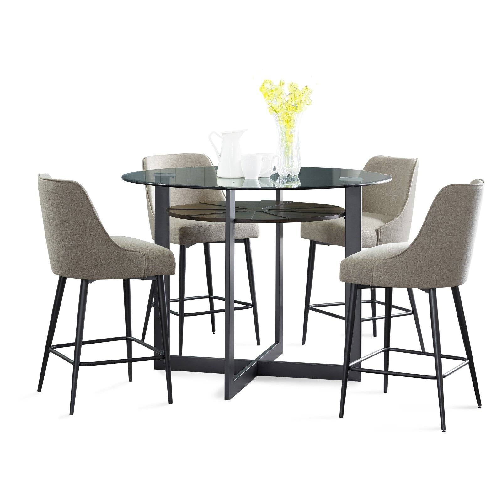 Steve Silver Olson Dark Gray Round Glass Counter Height Dining Table ...