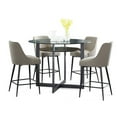 Steve Silver Olson Dark Gray Round Glass Counter Height Dining Table ...