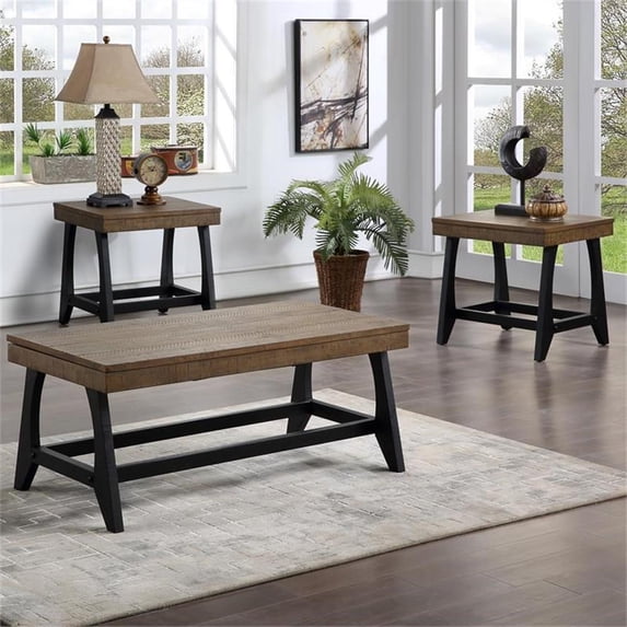 Steve Silver Company Ralston 3-Piece Occasional Set, Caramel and Ebony ...