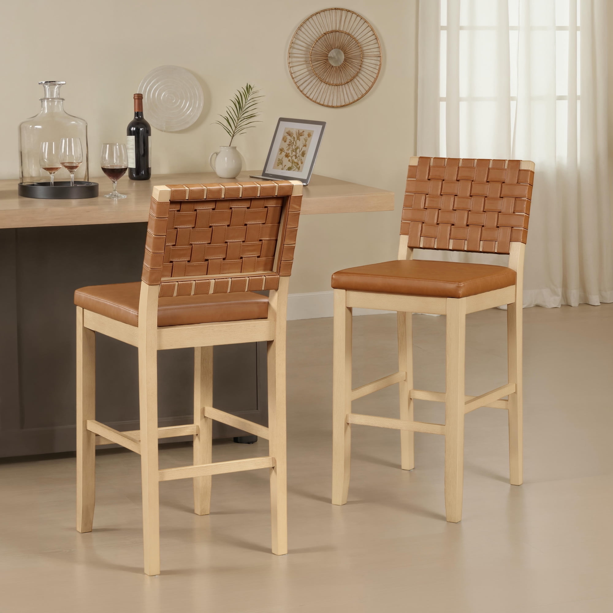 Steve Silver Reid Sand Bar Stool with Camel Upholstery - Walmart.com