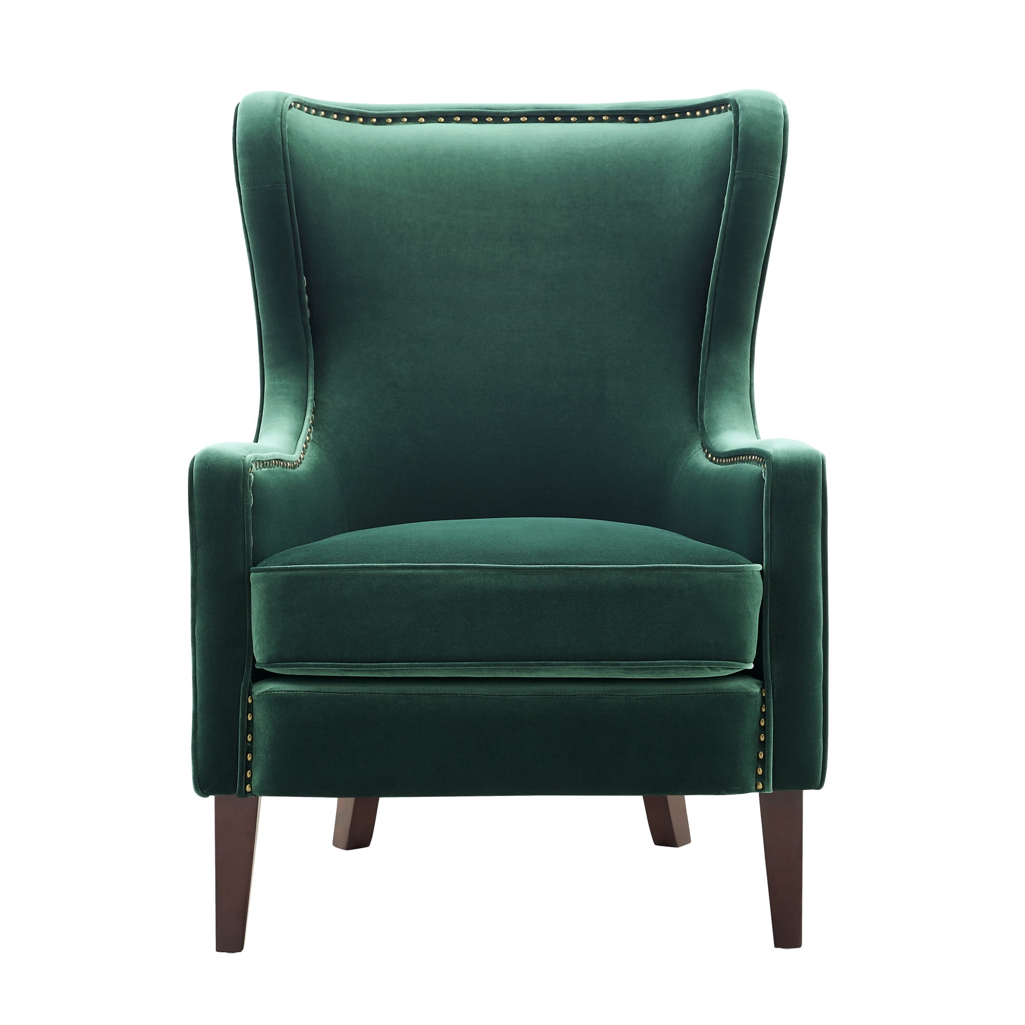 Steve Silver Rosco Vintage Wingback Accent Chair in Green Velvet with ...