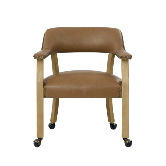 Steve Silver Rylie Traditional Wood Arm Chairs, Vegan Leather, Nailhead ...