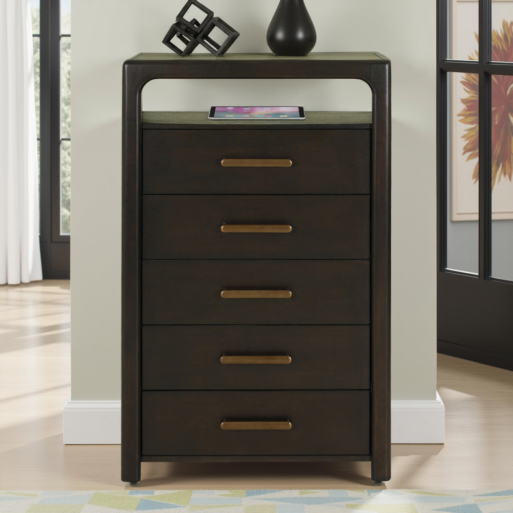 Steve Silver Sigmund Vertical Sabe Brown 5 Drawer Chest - Walmart.com
