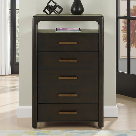 Steve Silver Sigmund Vertical Sabe Brown 5 Drawer Chest - Walmart.com