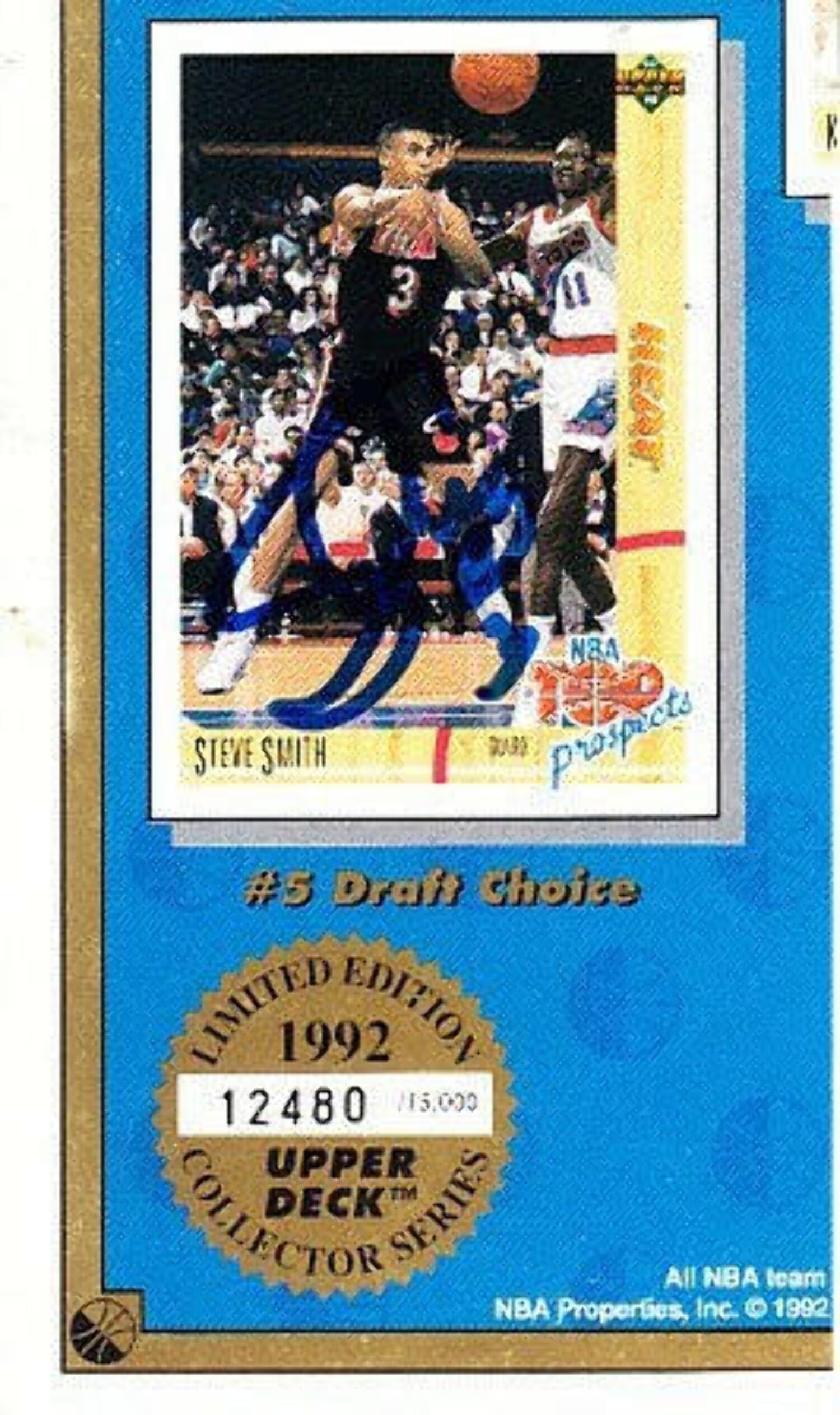 Steve Smith autographed Miami Heat 1992 Upper Deck NBA Draft card sheet ...