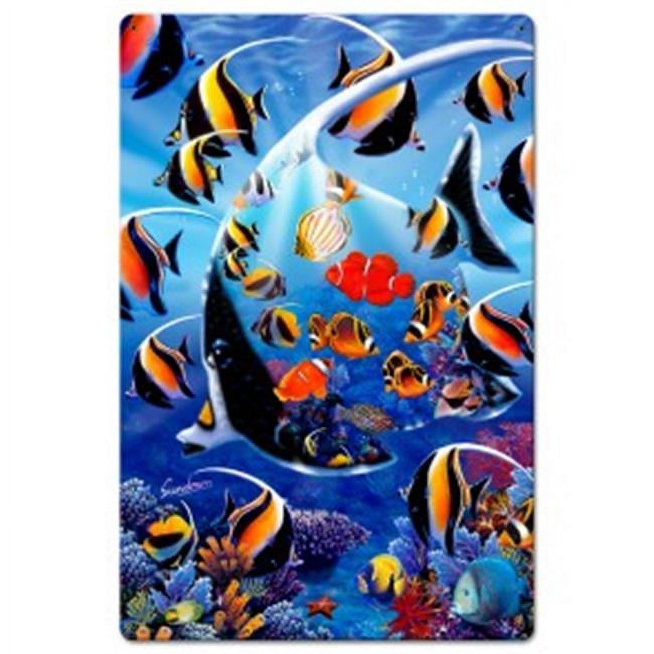 Steve Sundram Art SUN002 16 x 24 in. Angel Fish Satin Metal Sign ...