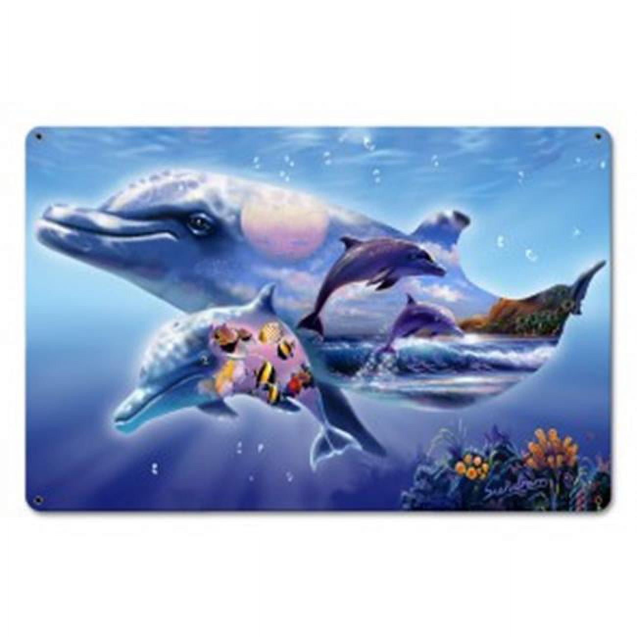 Steve Sundram Art SUN009 18 x 12 in. Dolphin Kingdom Satin Metal Sign ...
