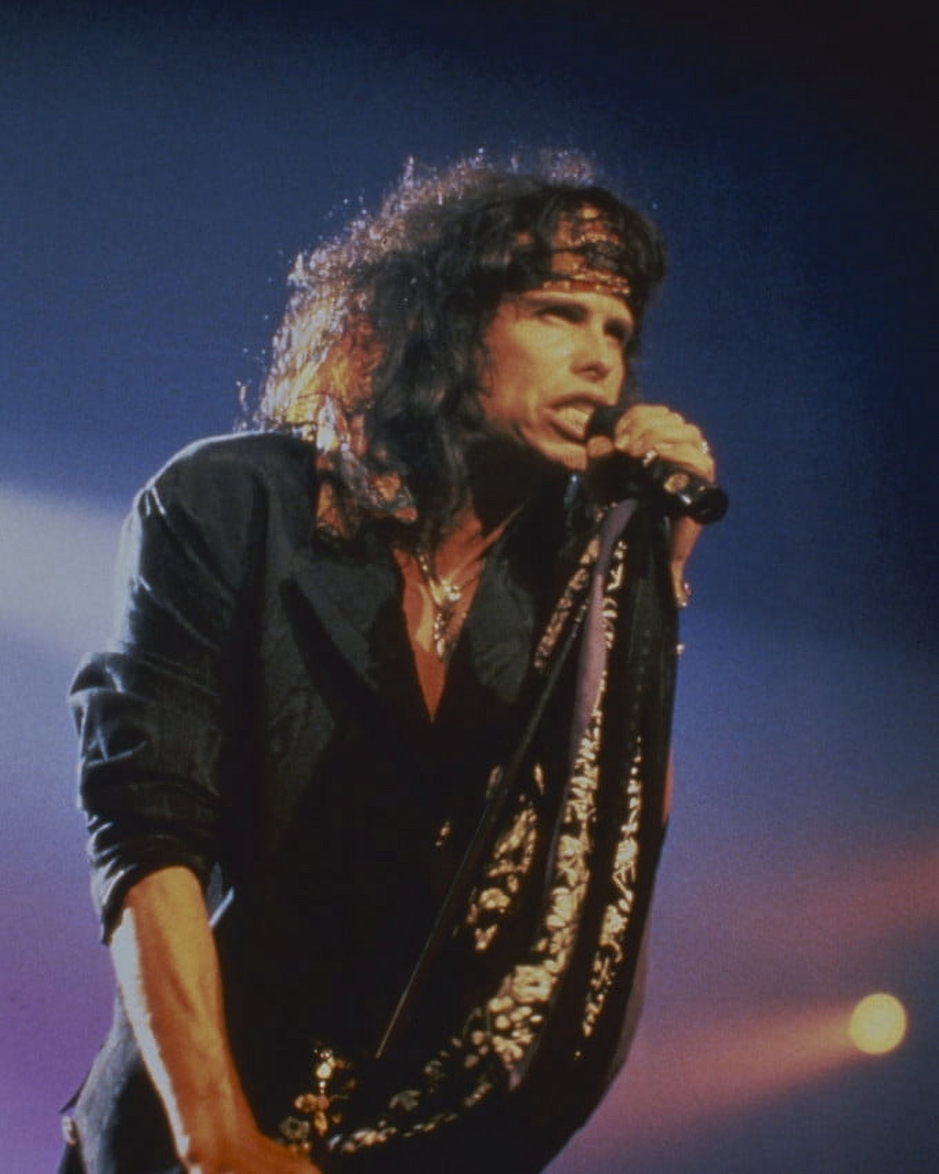 Steve Tyler iconic pose in concert 1980's in black shirt & scarf 24x36 ...