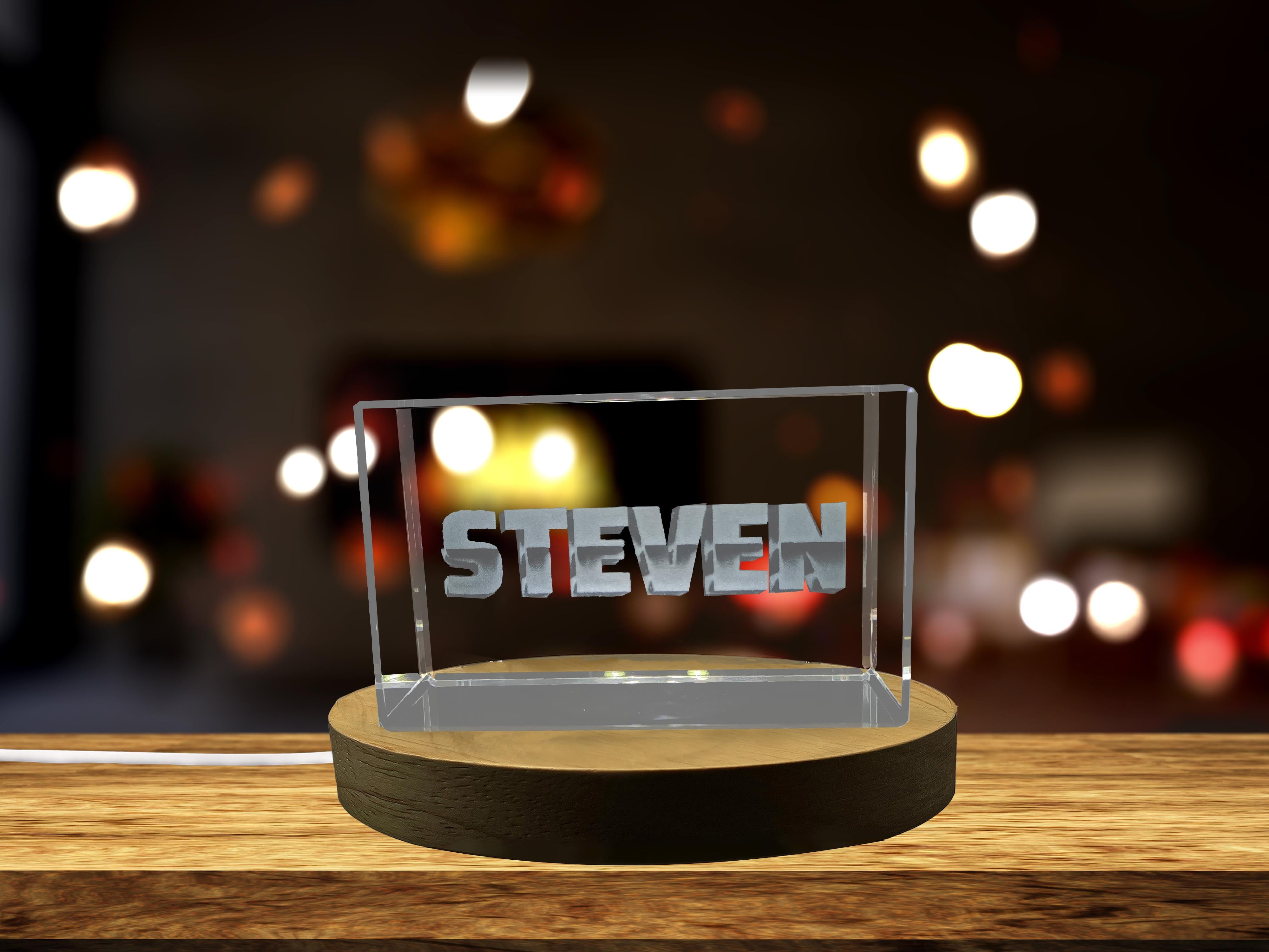 Steven| Names Art 3D Engraved Crystal - Walmart.com