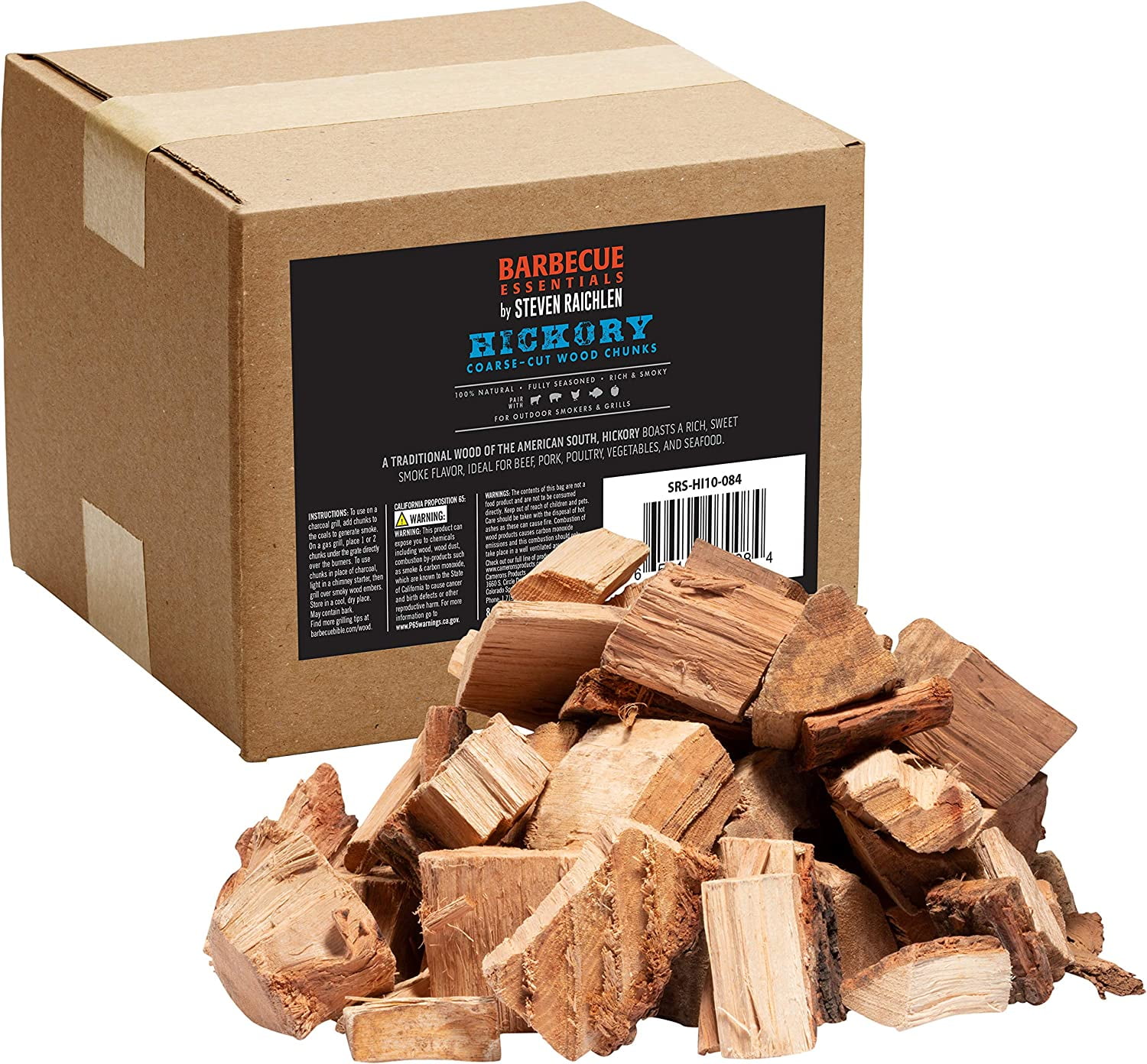 Steven Raichlen Smoking Wood Chunks (Hickory) - 10 Pound Box Kiln Dried ...
